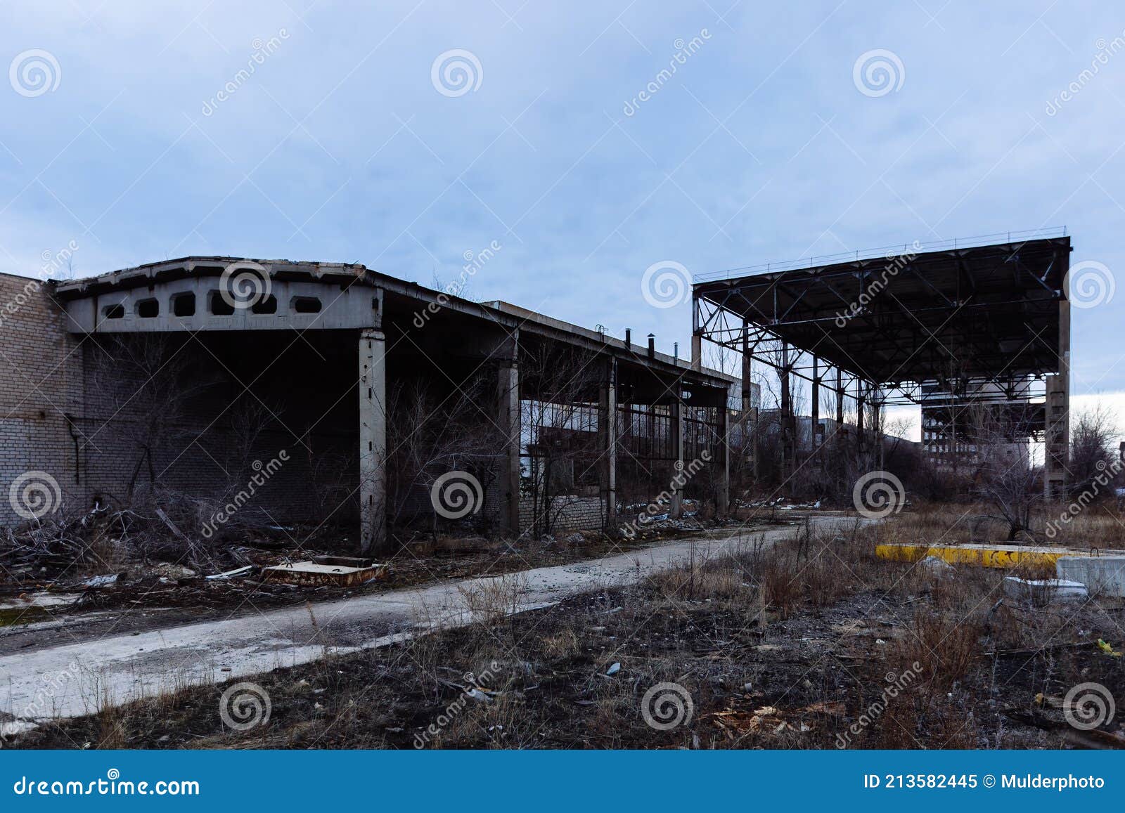 Territory of Abandoned Industrial Area Waiting for Demolition Stock ...