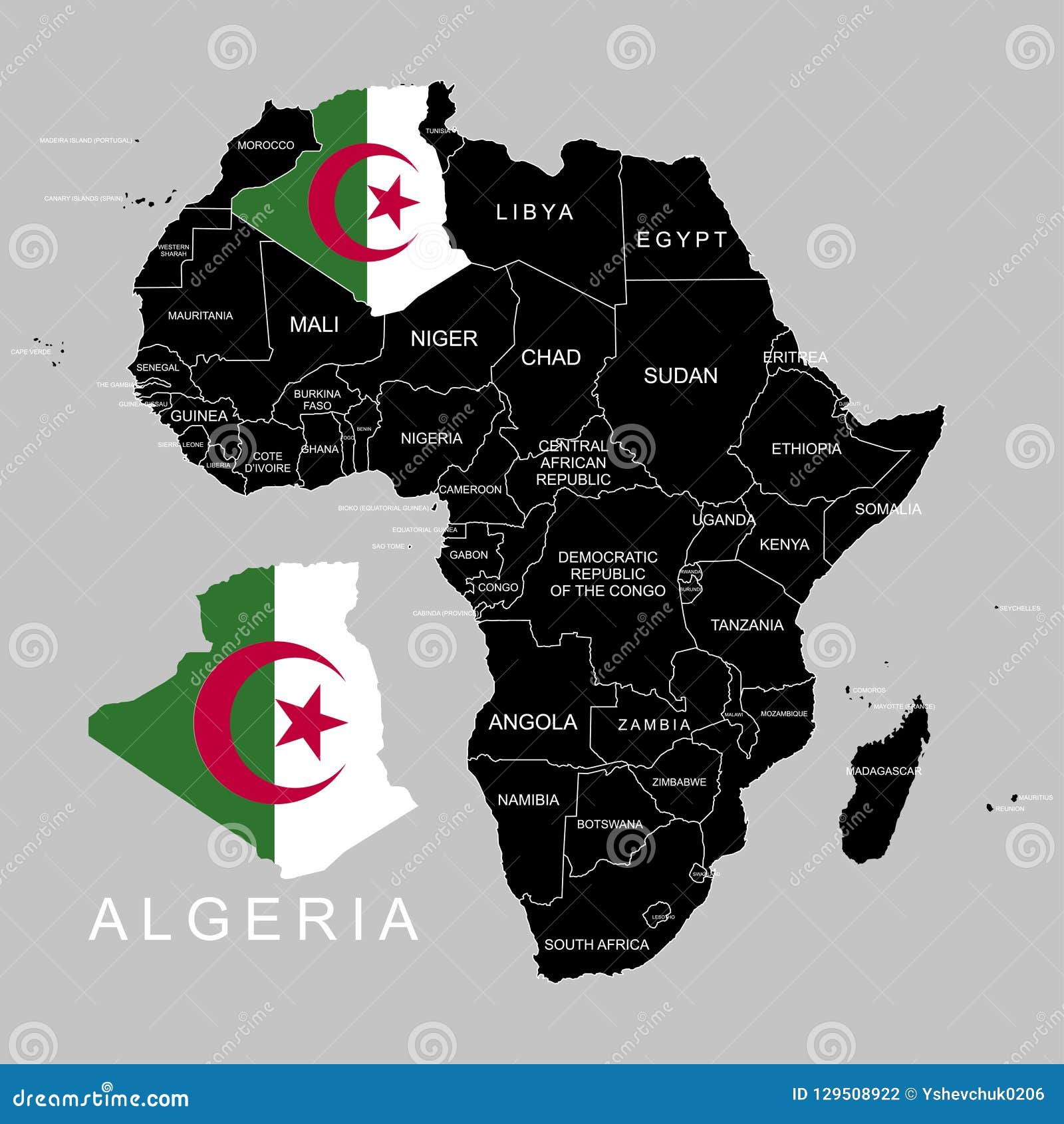 Territory of Algeria on Africa Continent. Vector Illustration. Stock ...
