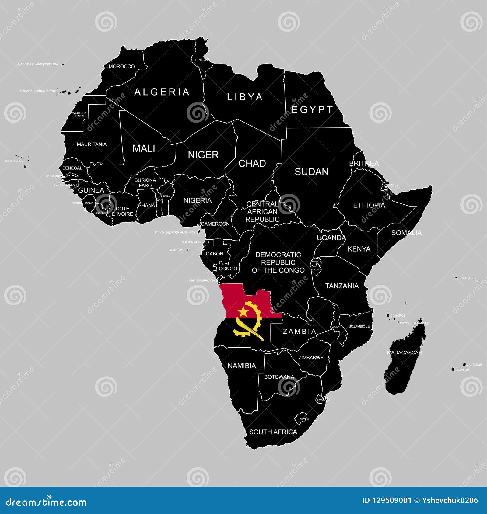 Territory of Angola on Africa Continent. Vector Illustration. Stock ...