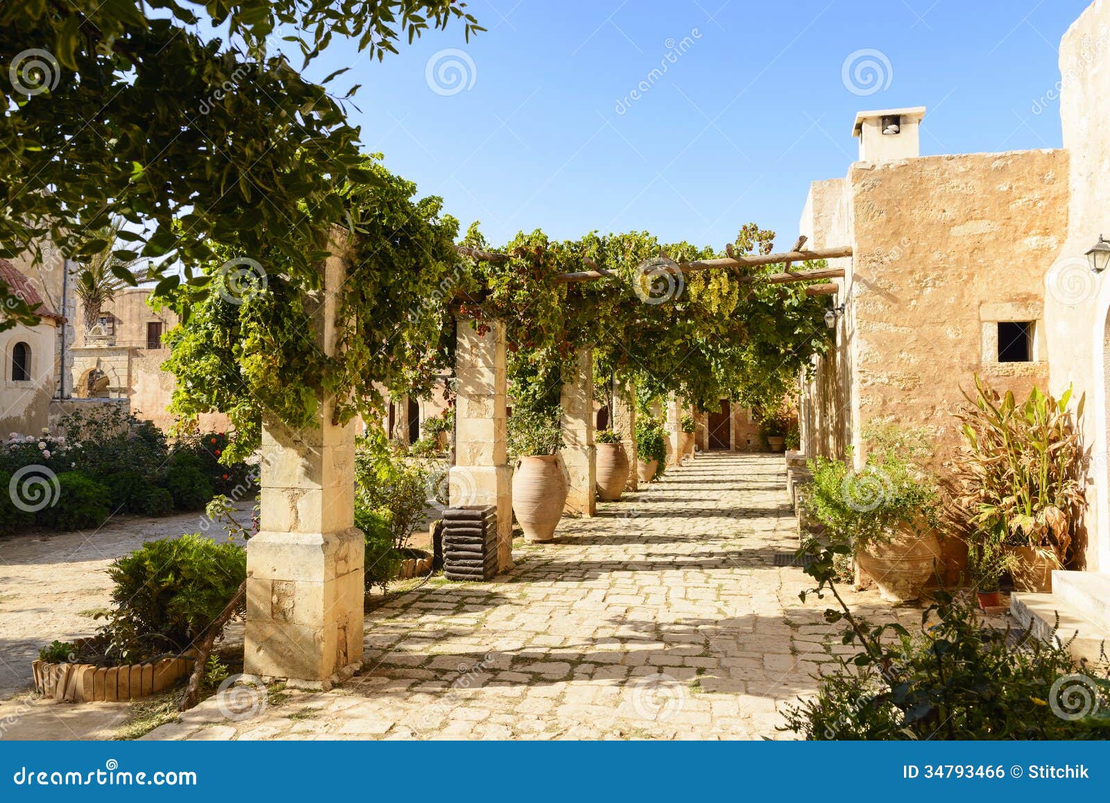 Territory of Arkadi Monastery. Crete, Greece Stock Photo - Image of ...