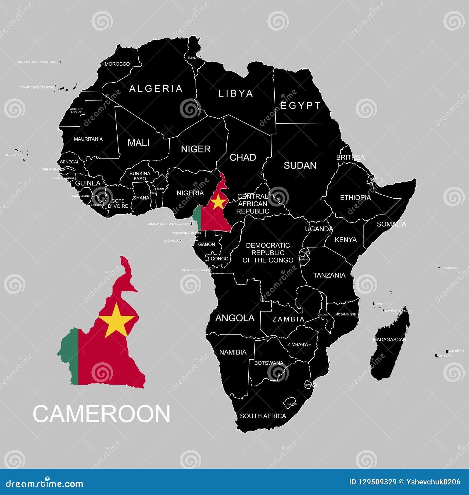 Territory of Cameroon on Africa Continent. Vector Illustration. Stock ...