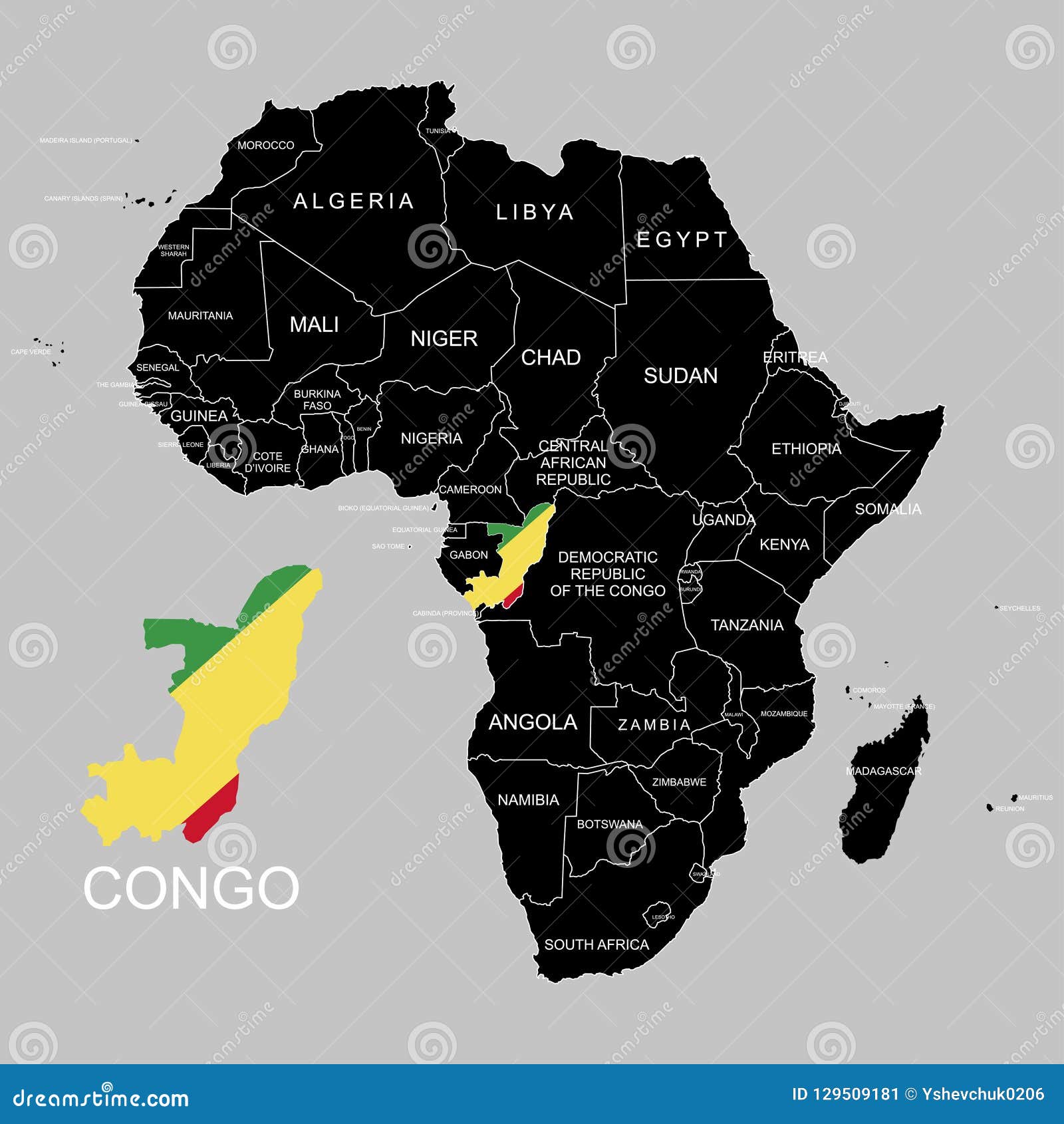 Territory of Congo on Africa Continent. Vector Illustration Stock ...