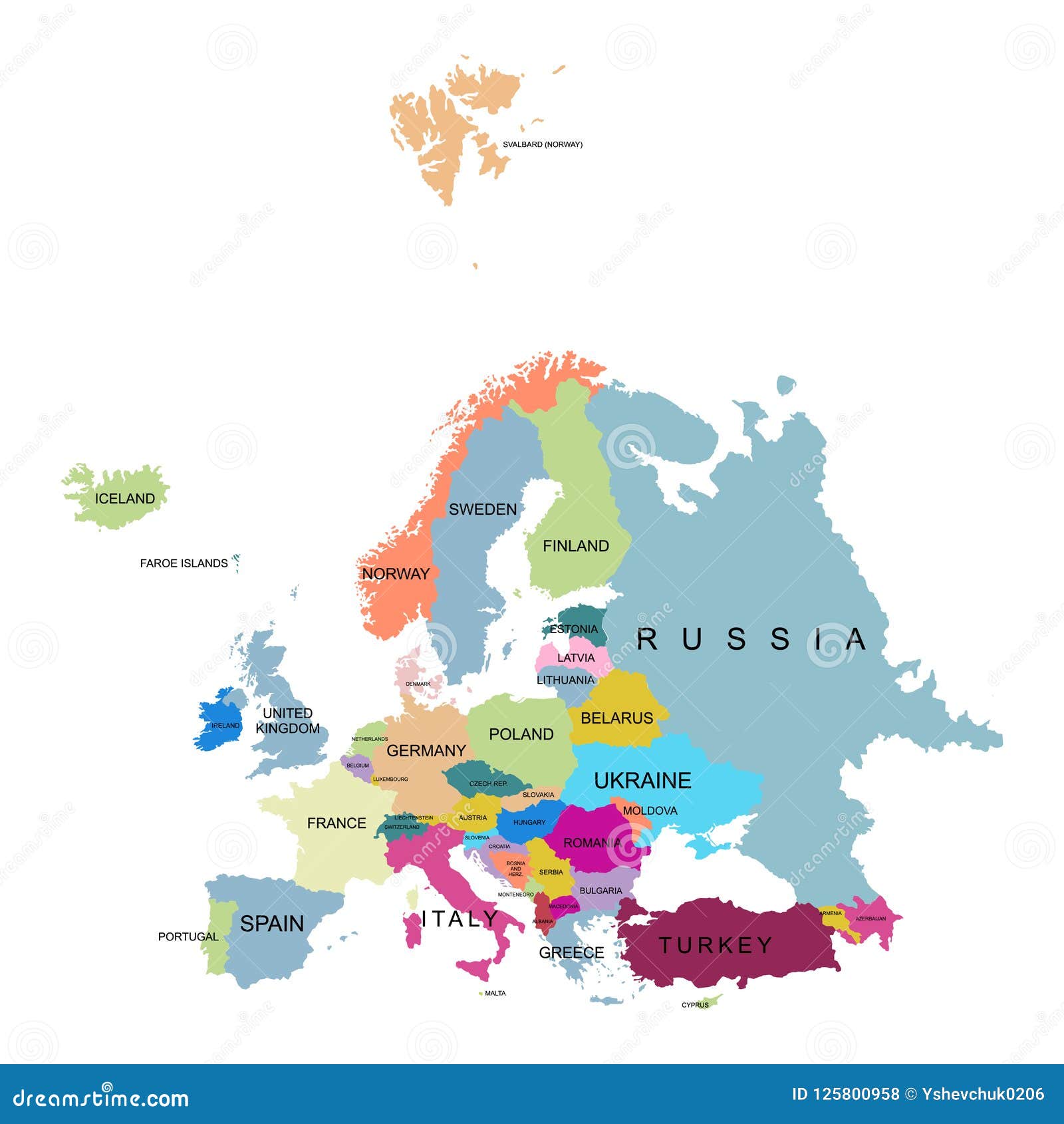 Territory Of Europe Continent. Serbia. Separate Countries With Flags ...