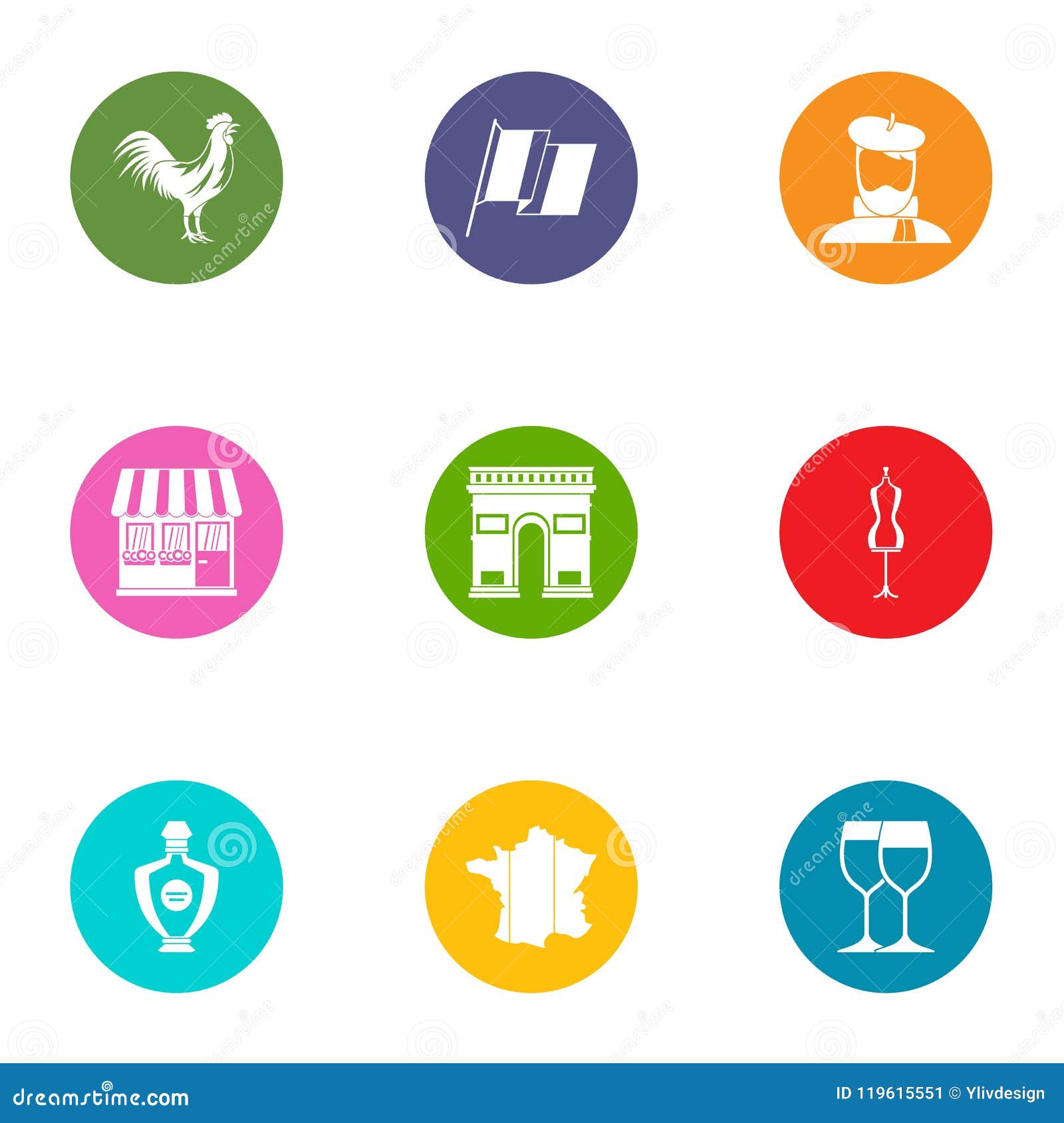 Territory Icons Set, Flat Style Stock Vector - Illustration of interest ...