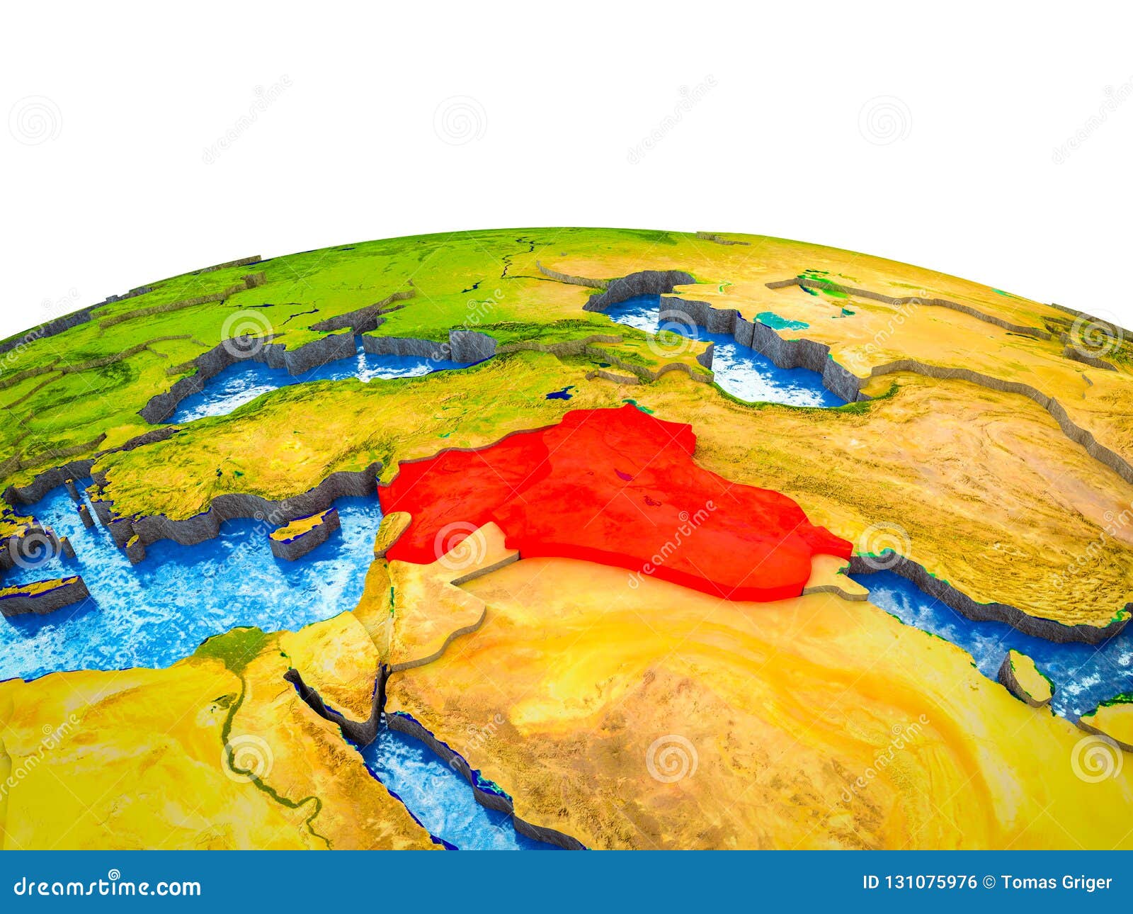 Territory of Islamic State on 3D Earth Stock Illustration ...