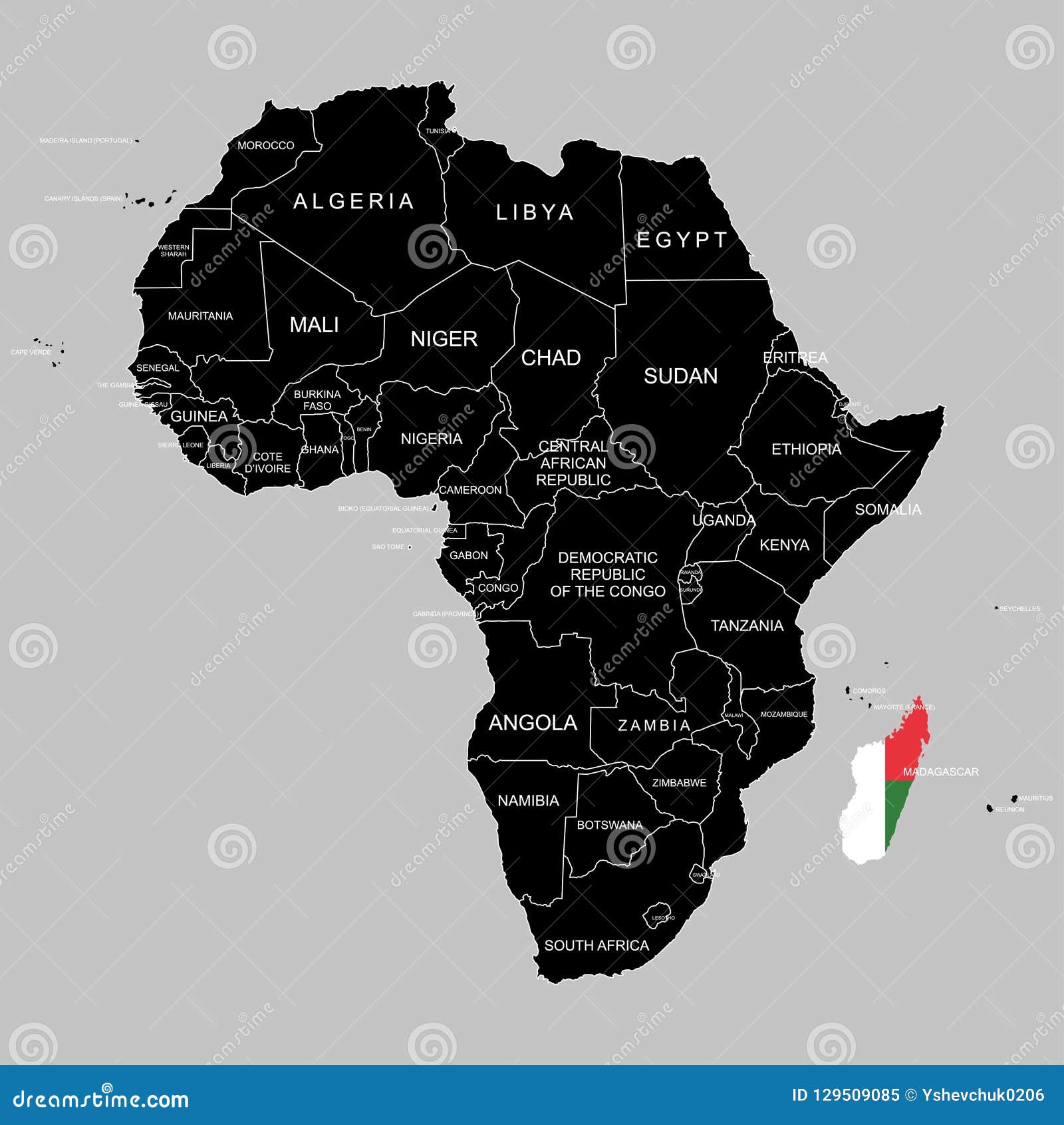 Territory of Madagascar on Africa Continent. Vector Illustration Stock ...