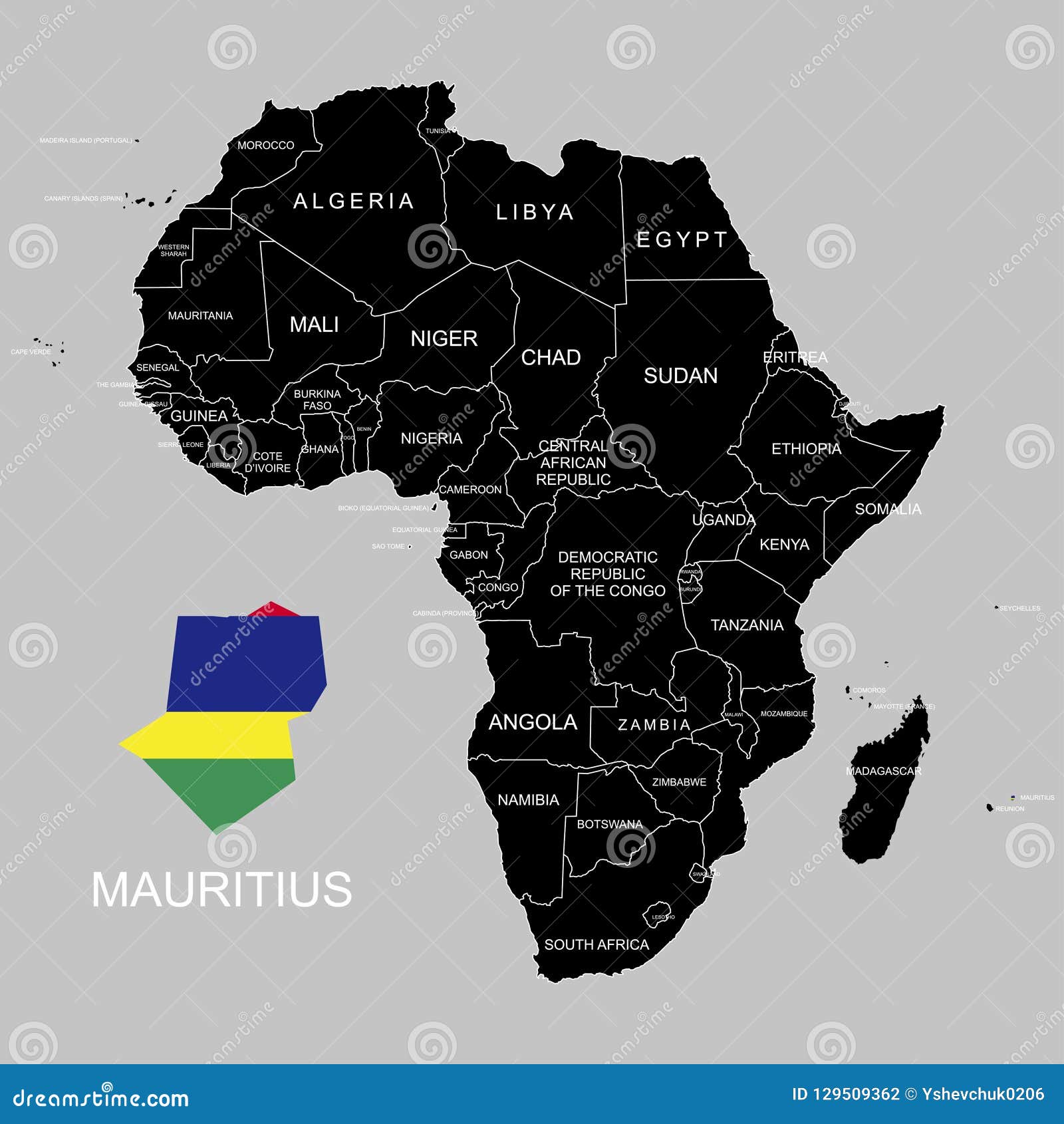 Territory of Mauritius on Africa Continent. Vector Illustration Stock ...