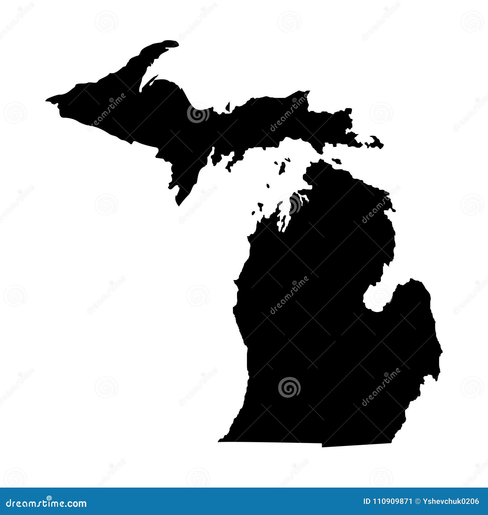 Territory Of Michigan. White Background. Vector Illustration Stock ...