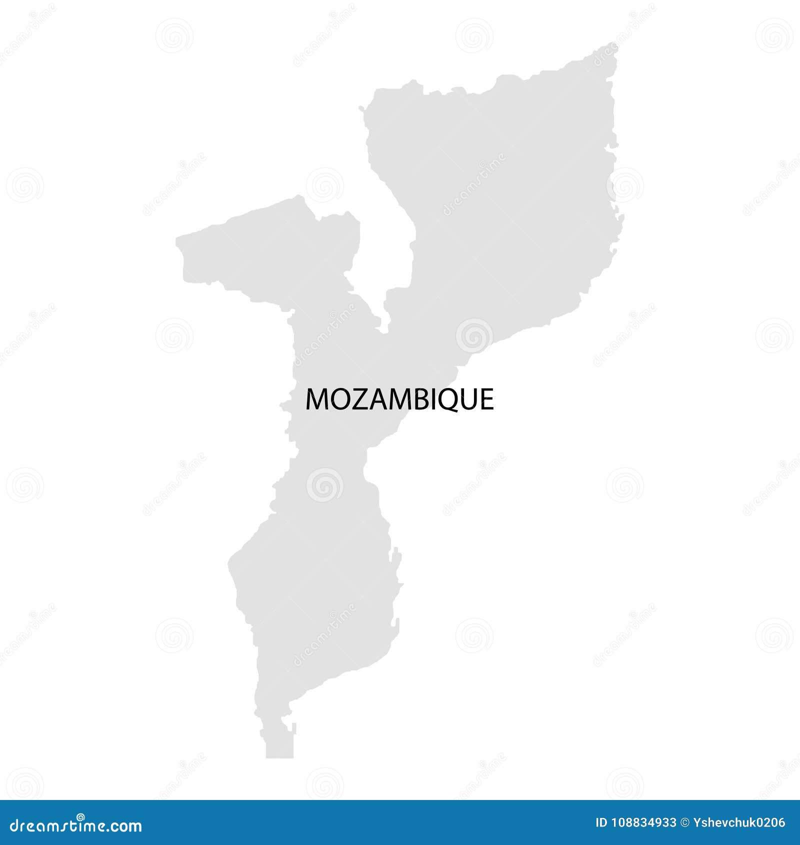Mozambique - White 3D Silhouette Map Of Country Area With Dropped ...