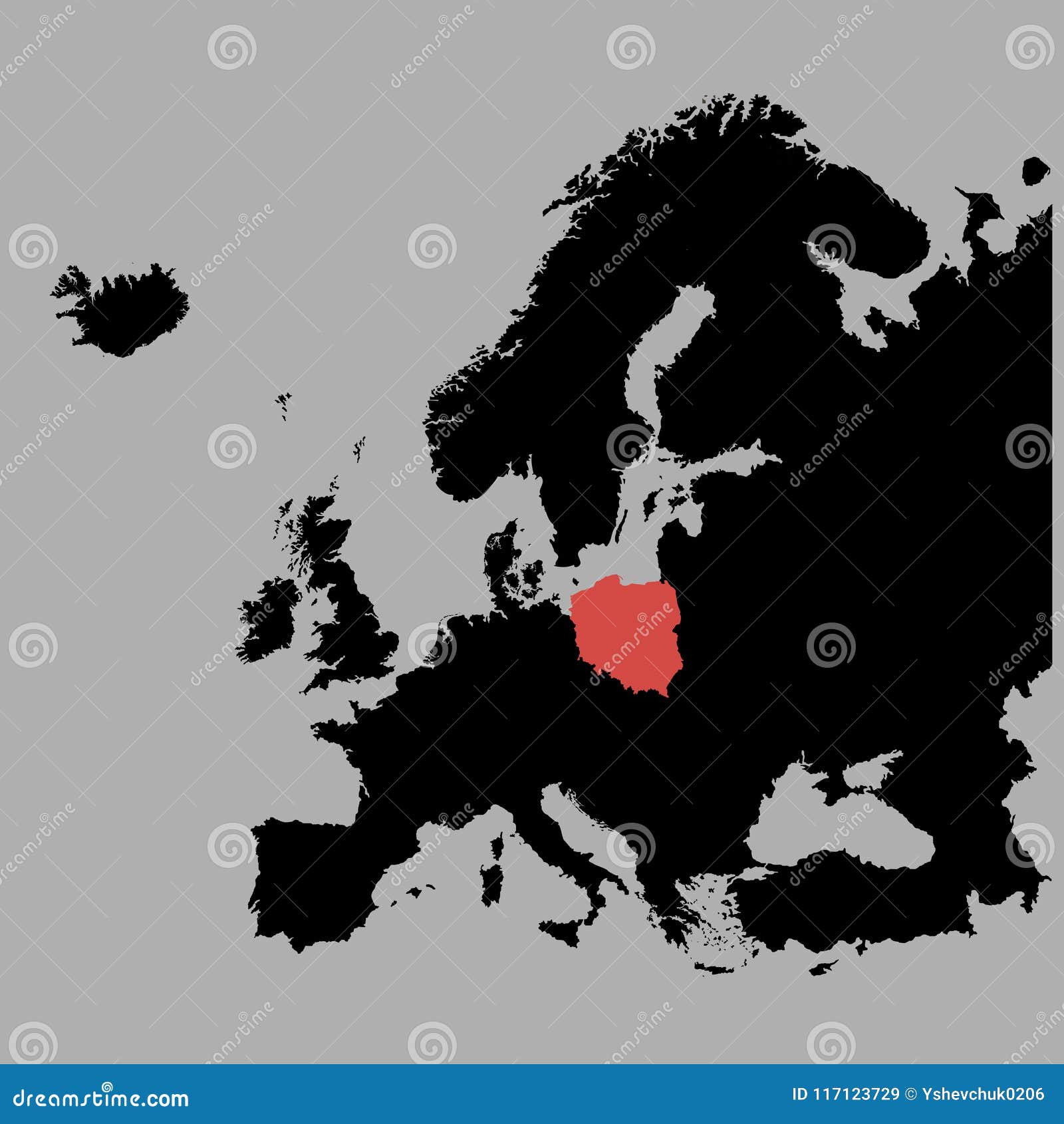Territory of Poland on Europe Map on a Grey Background Stock Vector ...