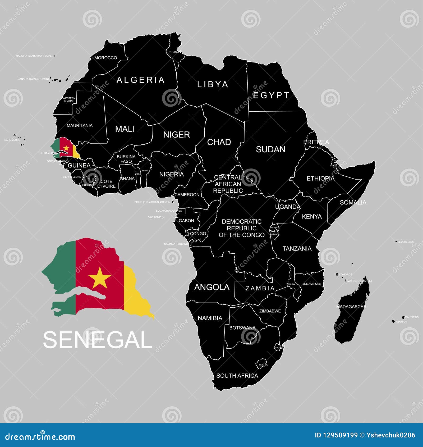 Territory of Senegal on Africa Continent. Vector Illustration Stock ...