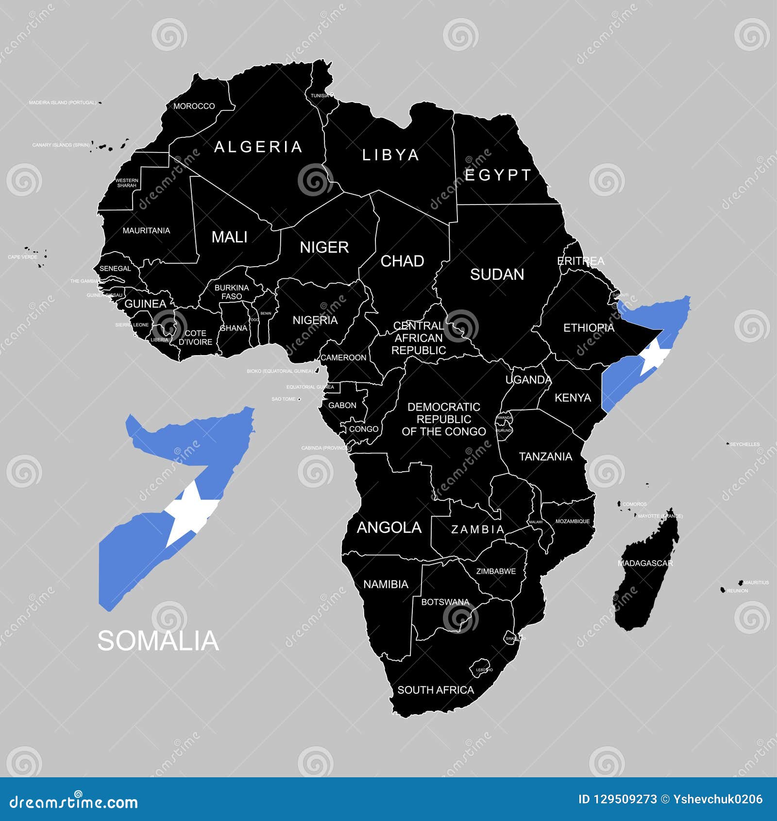 Somalia on map of africa