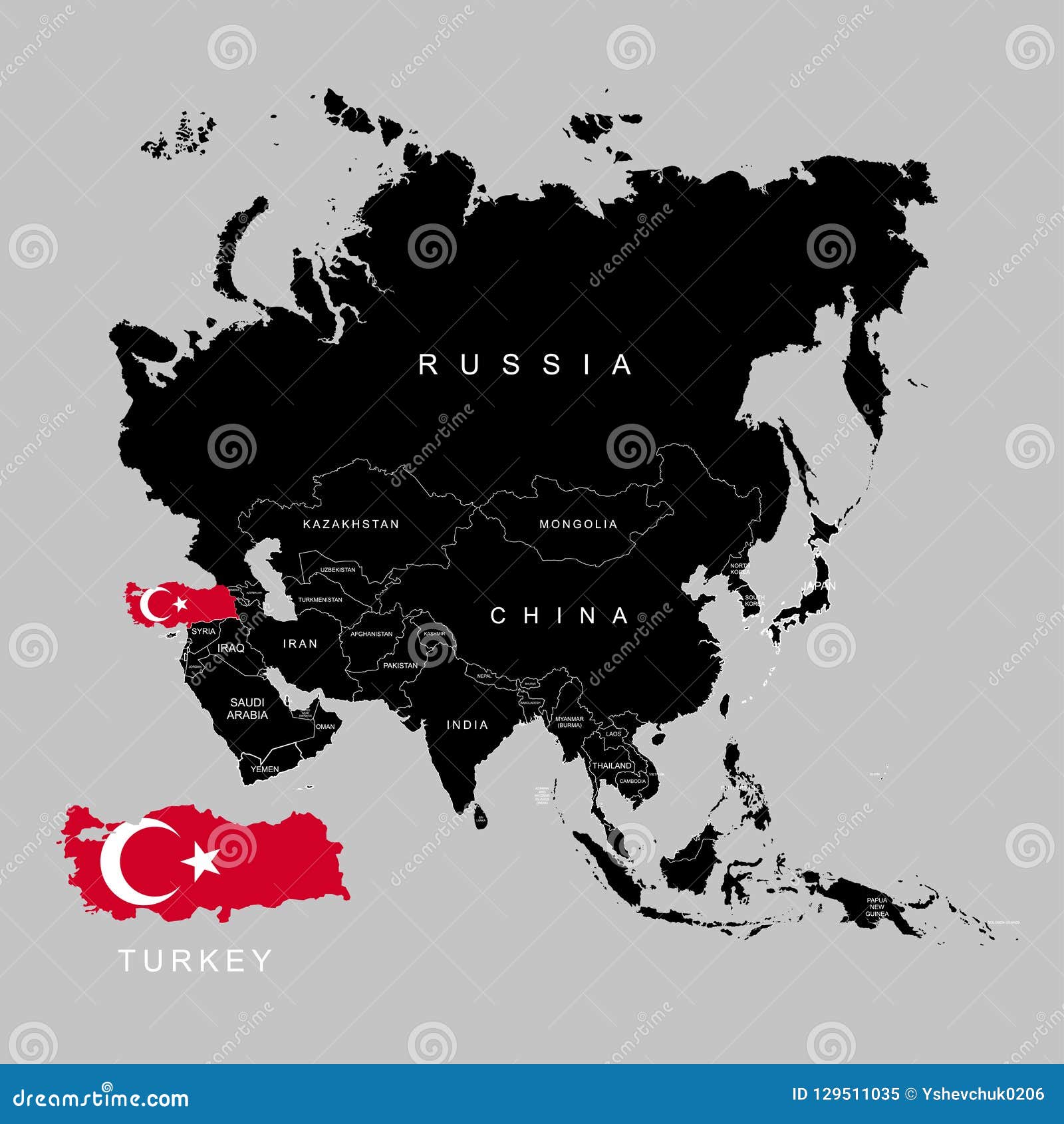 Continent Of Asia Border