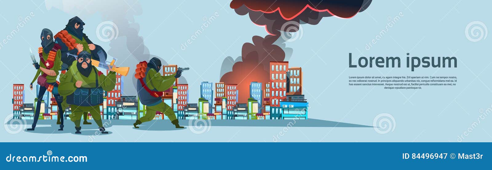 Terrorism Armed Terrorist Group Black Mask Hold Weapon Machine Gun ...