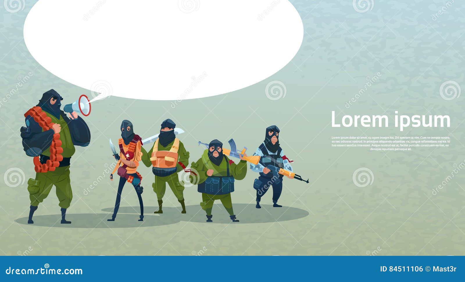 Terrorism Armed Terrorist Group Black Mask Hold Weapon Machine Gun ...