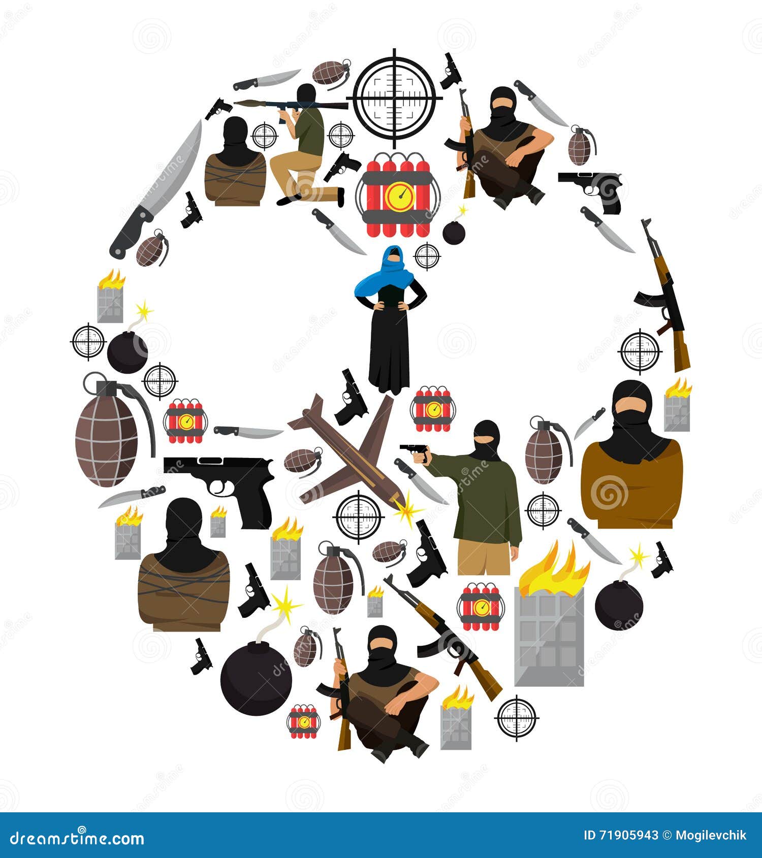 Terrorism Flat Composition stock vector. Illustration of death - 71905943