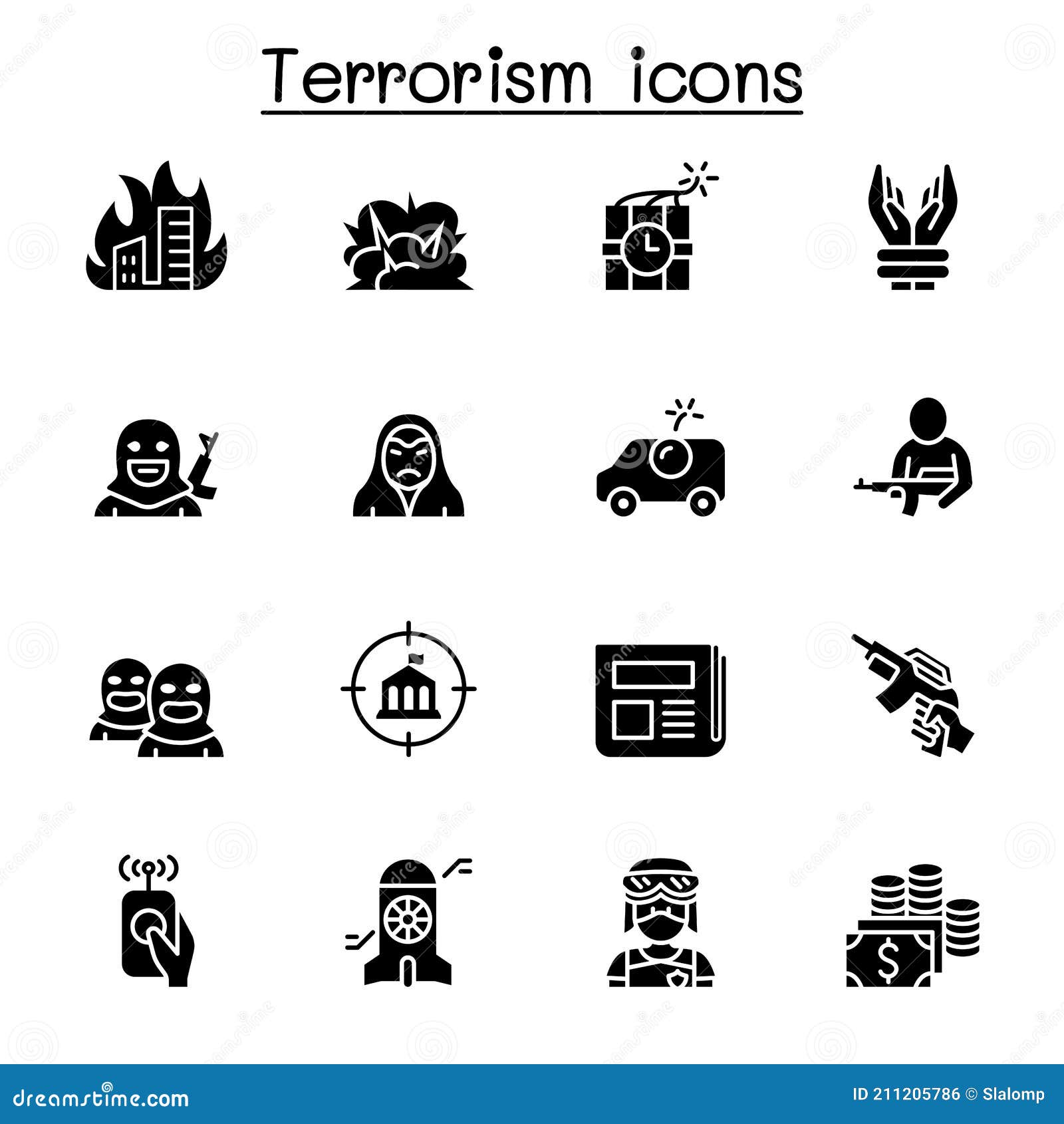 Terrorism Icon Set Vector Illustration Graphic Design Stock Vector ...