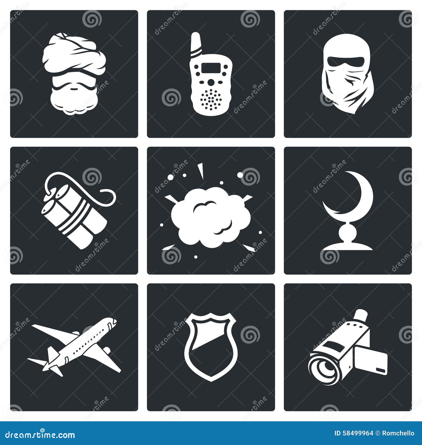 Terrorism Icons. Vector Illustration. Stock Illustration - Illustration ...