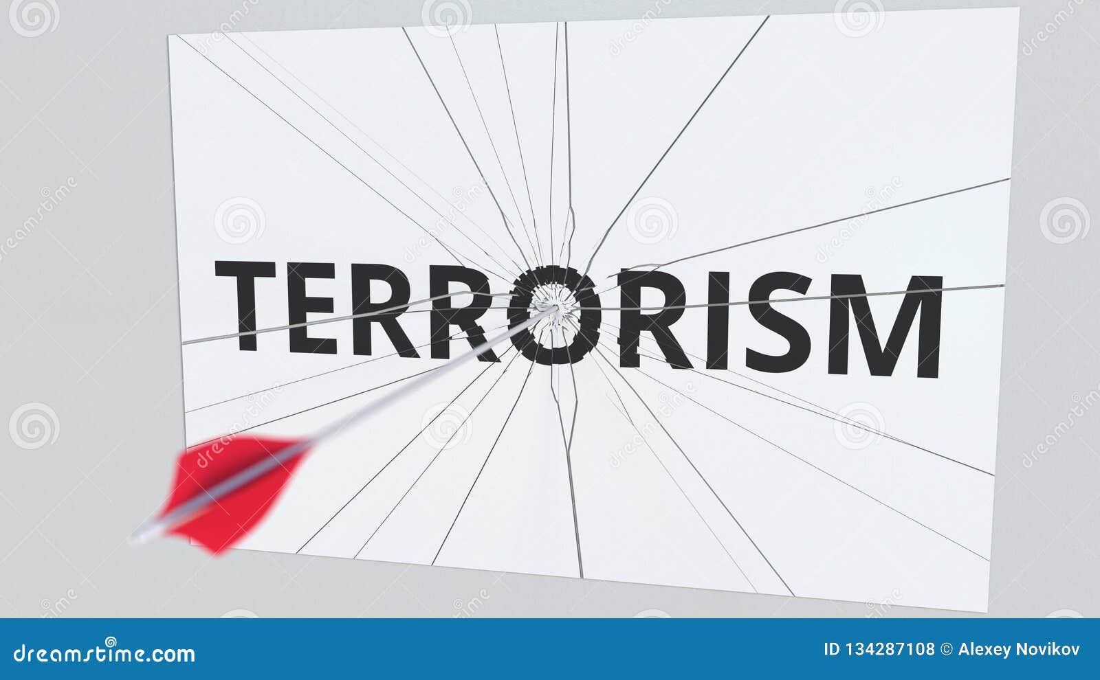 TERRORISM Text Plate Being Hit by Archery Arrow. Conceptual 3D ...