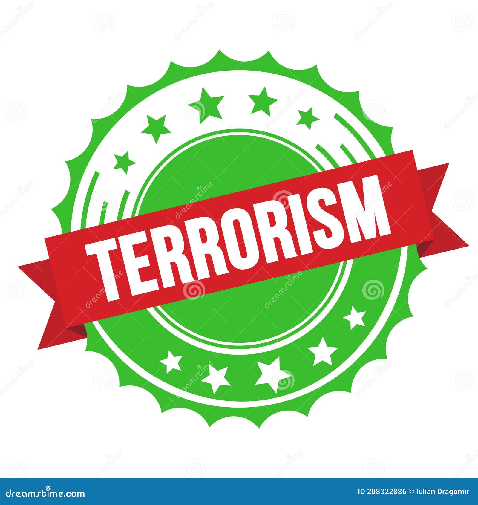 TERRORISM Text on Red Green Ribbon Stamp Stock Illustration ...