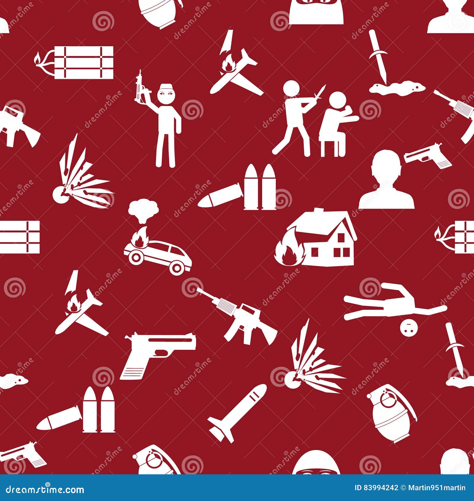 Terrorism Theme Set of Simple Icon Red Seamless Pattern Eps10 Stock ...