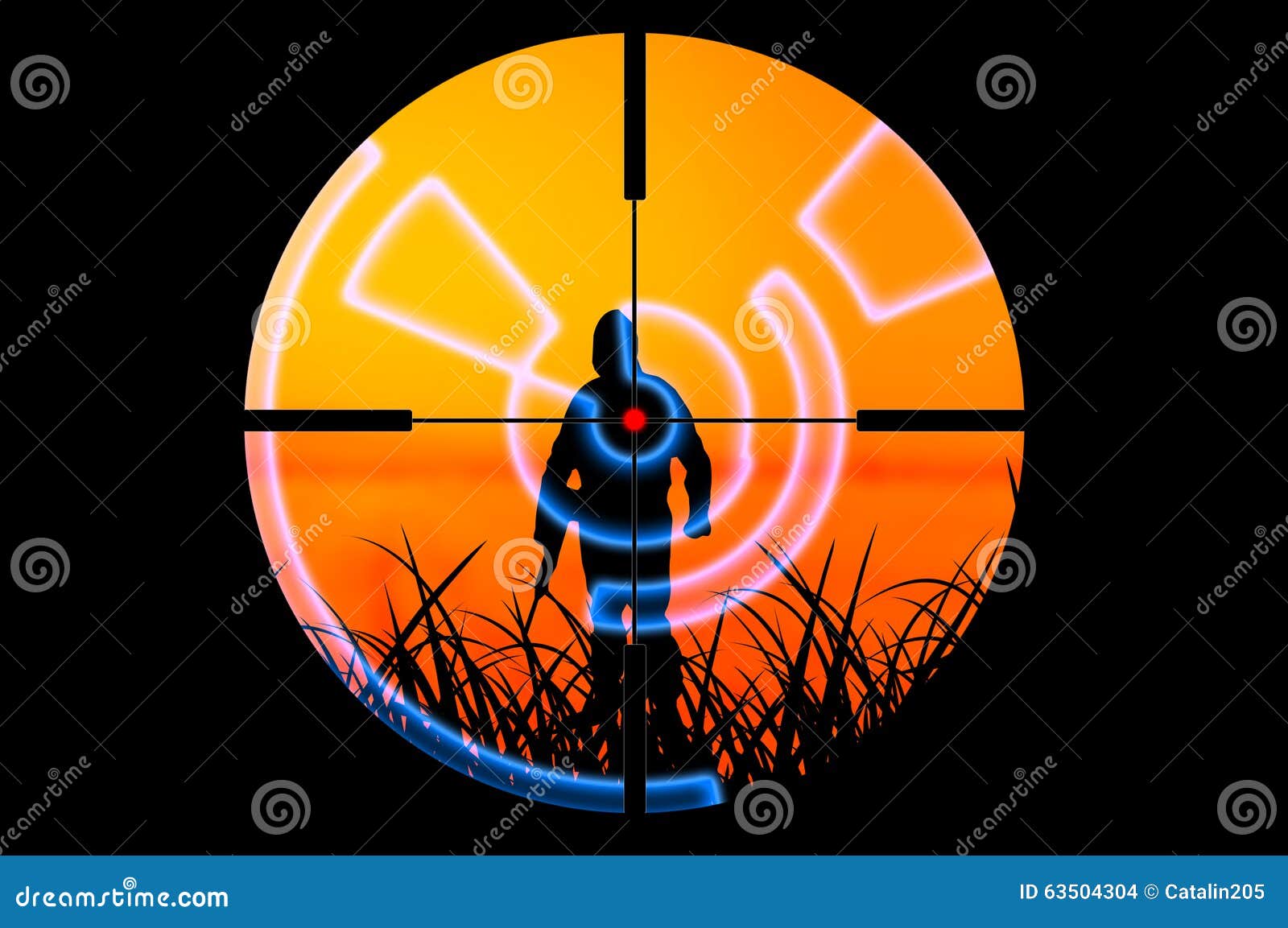 Terrorist Attacked by Sniper Concept Stock Illustration - Illustration ...