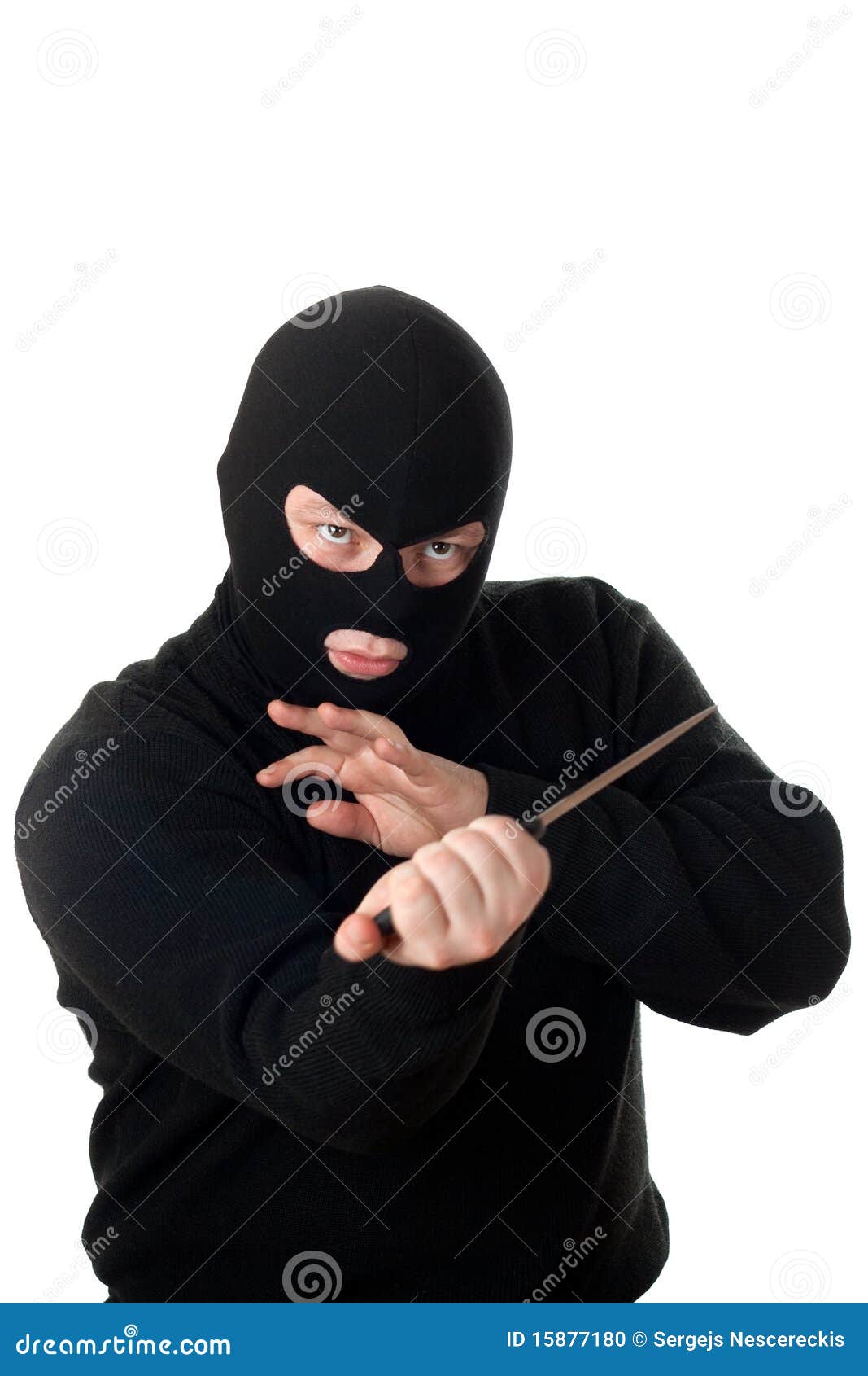 Terrorist in Black Mask with Knife. Stock Photo - Image of killing ...