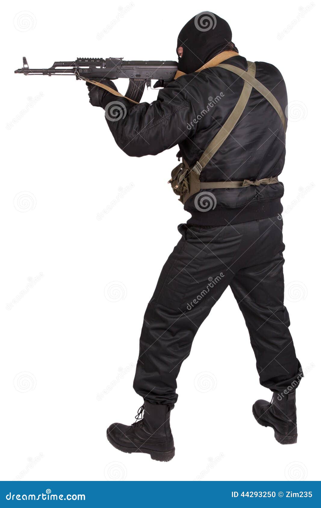 Terrorist in Black Uniform and Mask with Kalashnikov Stock Photo ...
