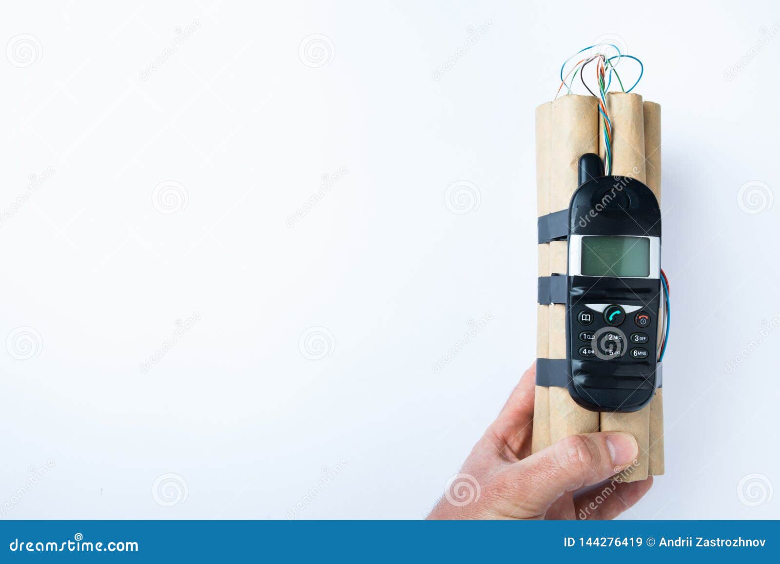 Terrorist Bomb in Hand on a White Background. Copy Space Stock Image ...