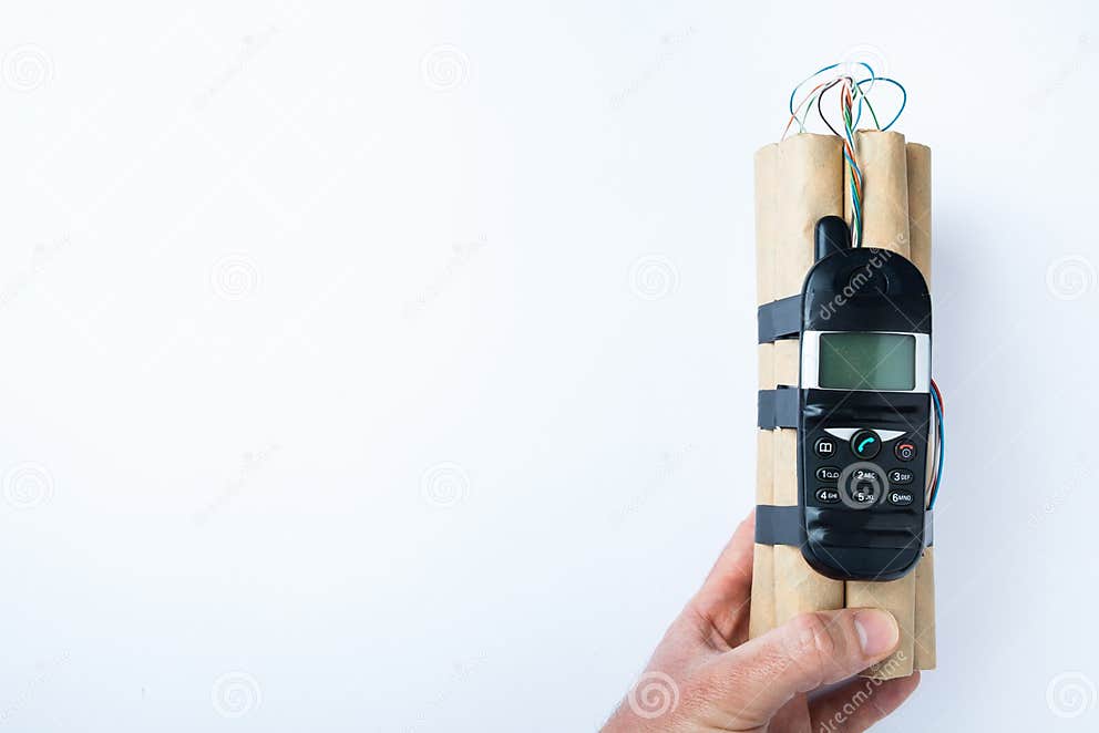 Terrorist Bomb in Hand on a White Background. Copy Space Stock Image ...