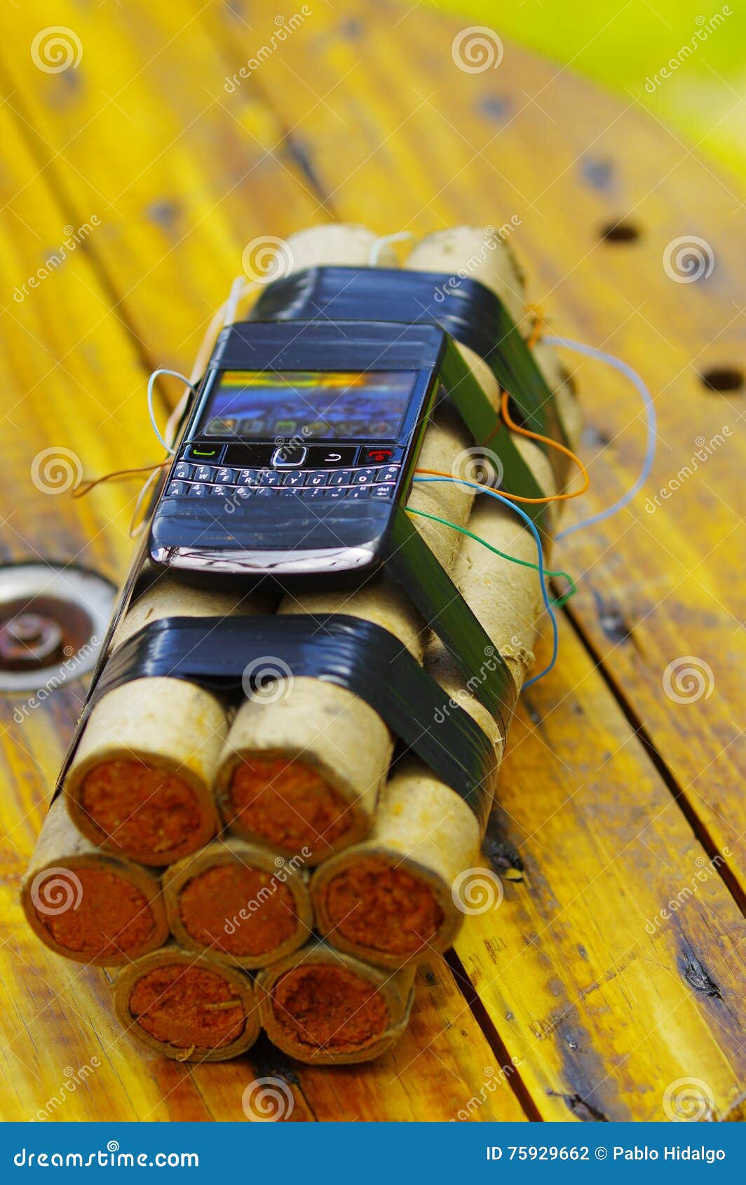 Terrorist Bomb Made with Explosives and a Cellphone Stock Photo - Image ...