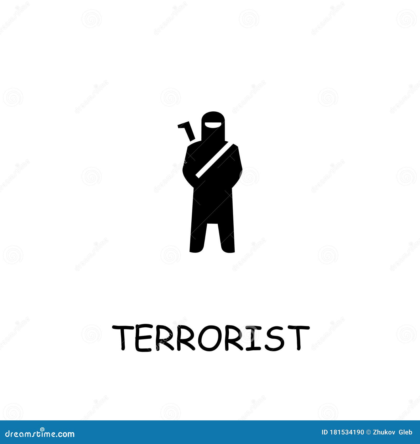 Terrorist flat vector icon stock illustration. Illustration of brigand ...