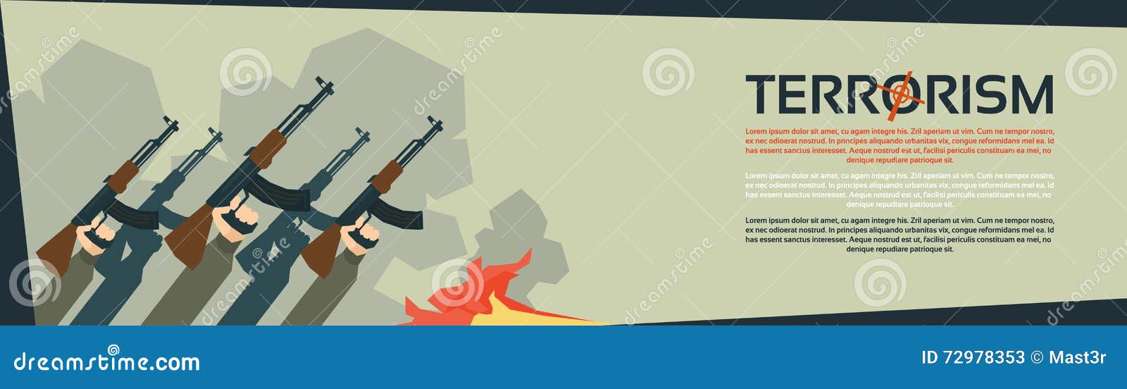 Terrorist Group Hands Holding Guns Terrorism Concept Stock Vector ...