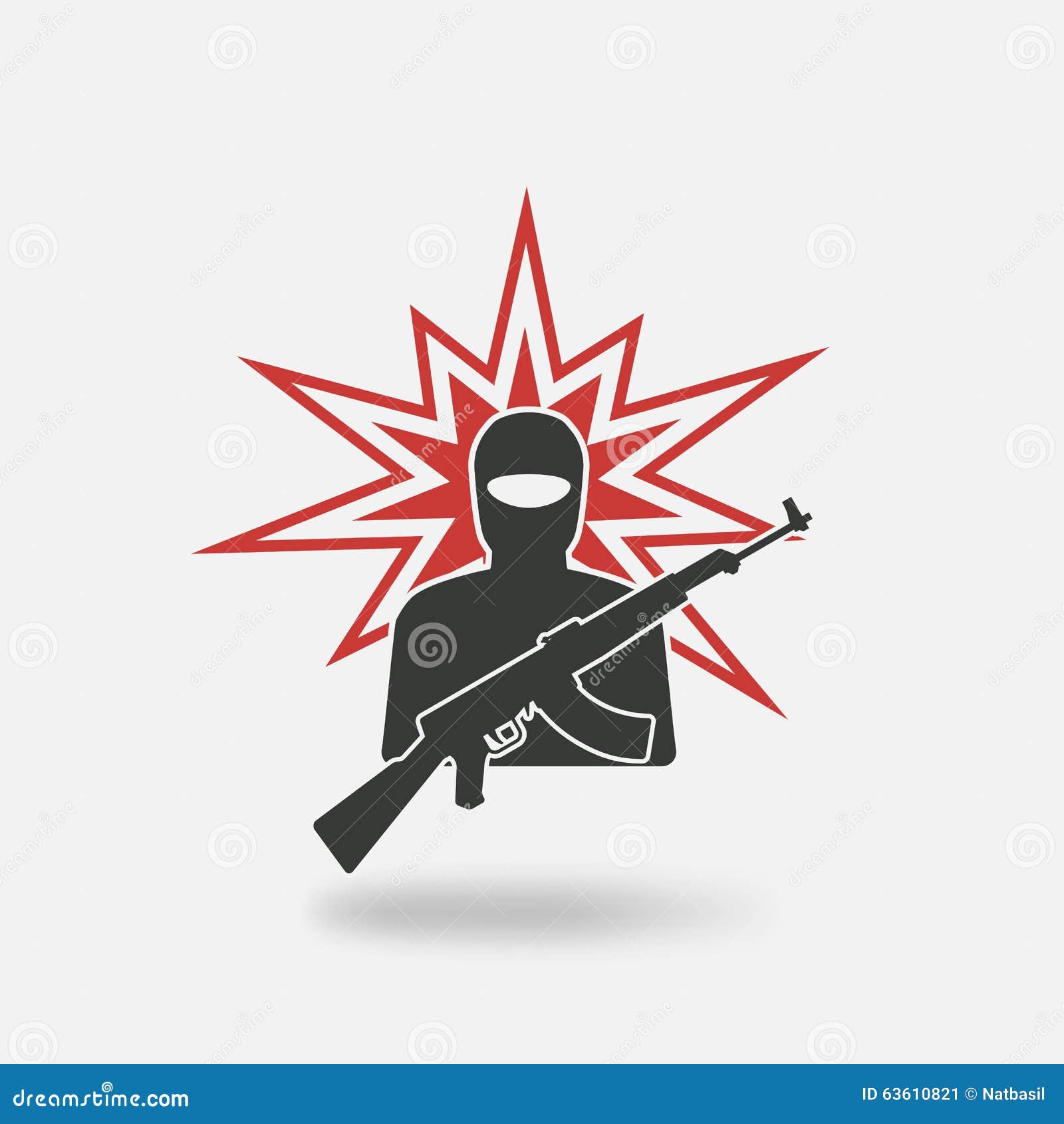 Terrorist with gun stock vector. Illustration of terror - 63610821
