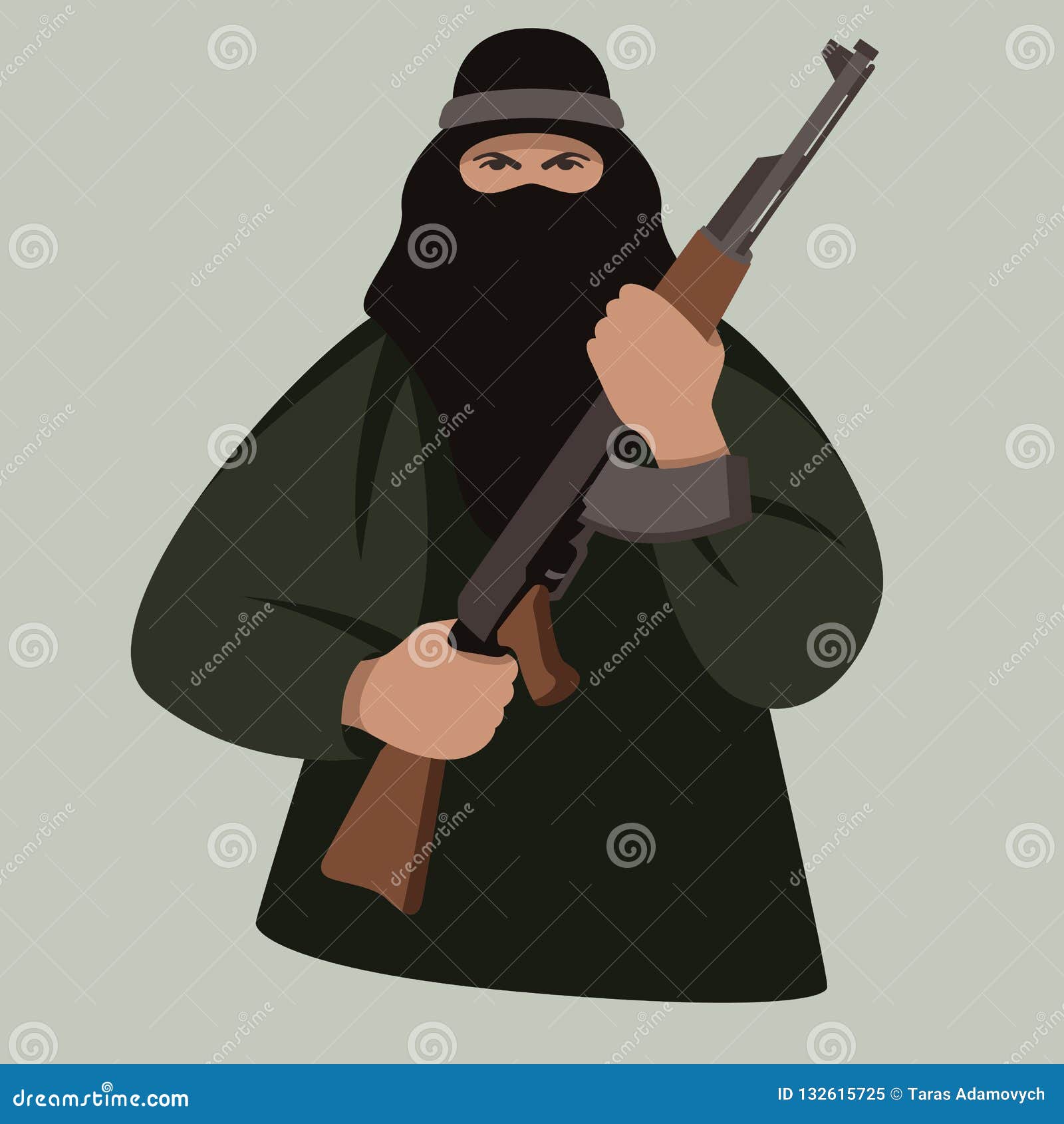Terrorist with Gun ,vector Illustration, Flat Style Stock Vector ...