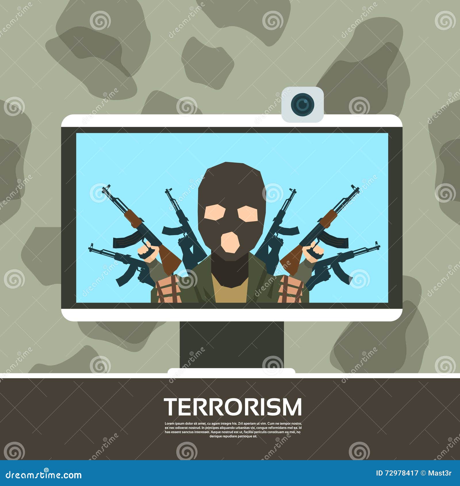 Terrorist Leader on Tv Screen Streaming Television Stock Vector ...