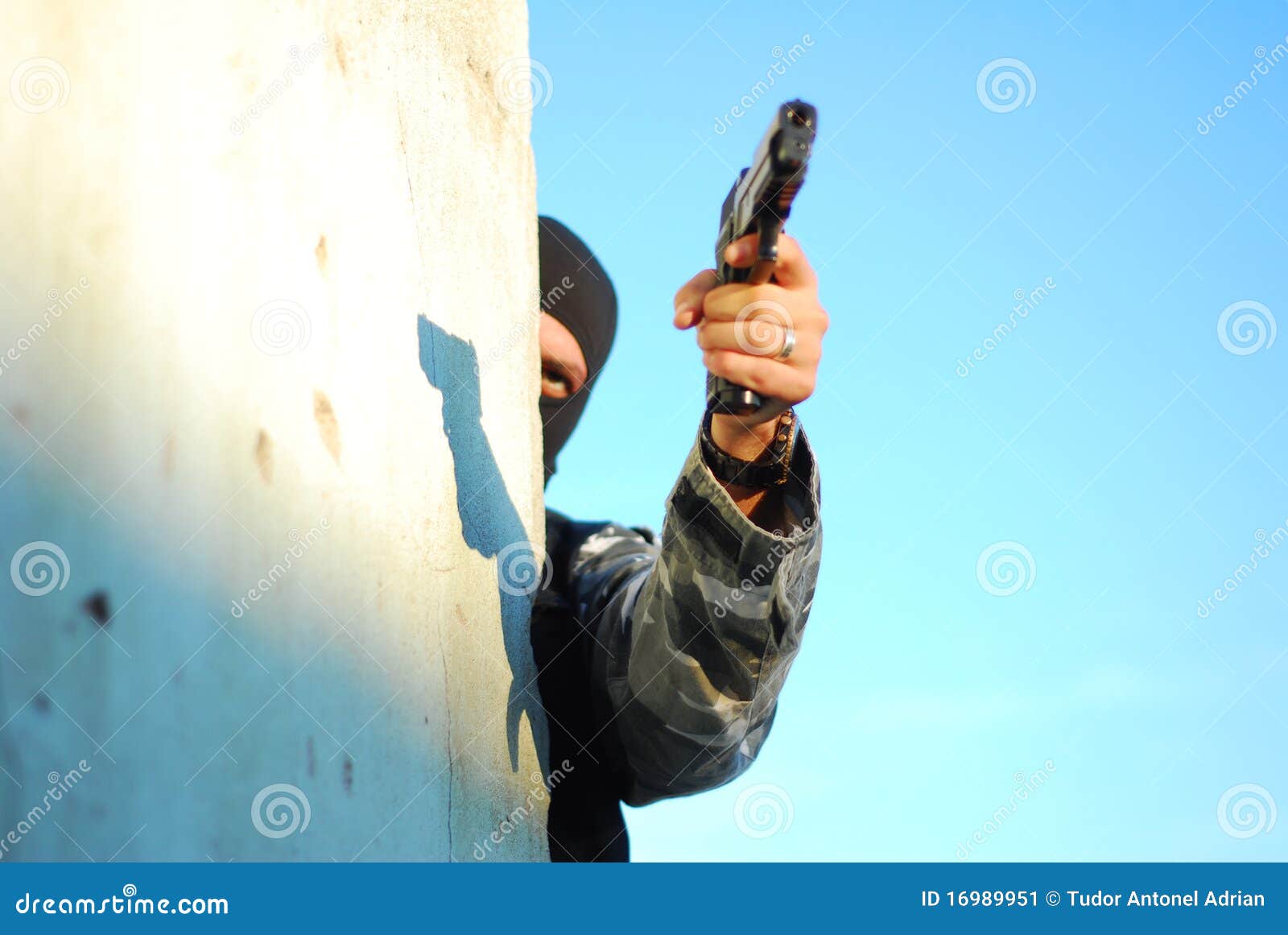 Terrorist with Mask and Gun Stock Image - Image of soldier, pistol ...