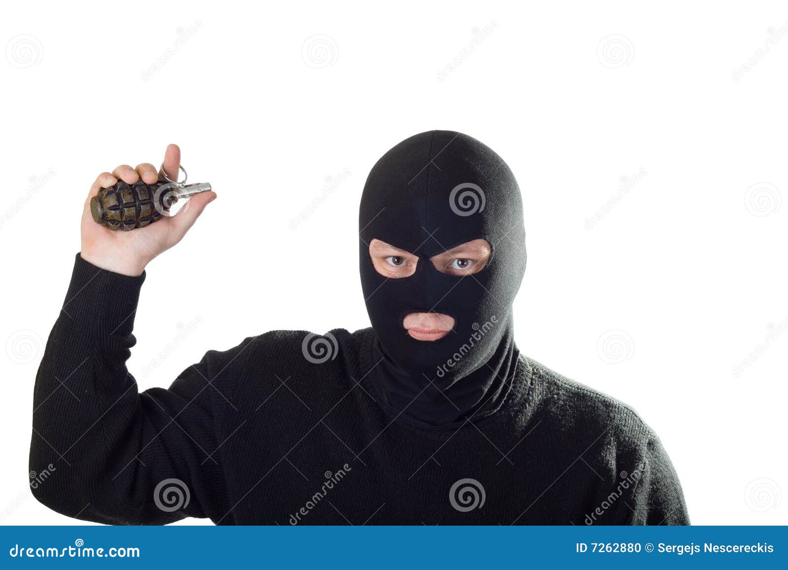 Terrorist in Masker Met Granaat. Stock Foto - Image of bedreigingen ...