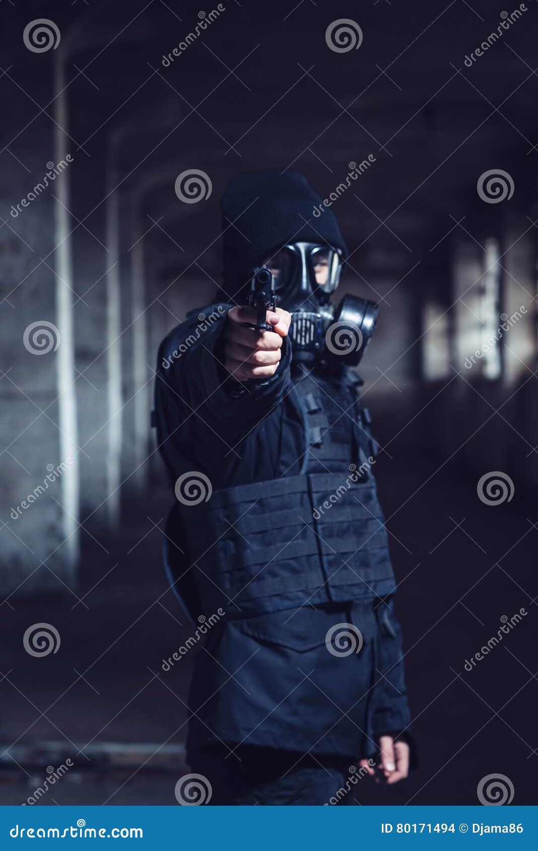 The terrorist pointing gun stock photo. Image of dark - 80171494