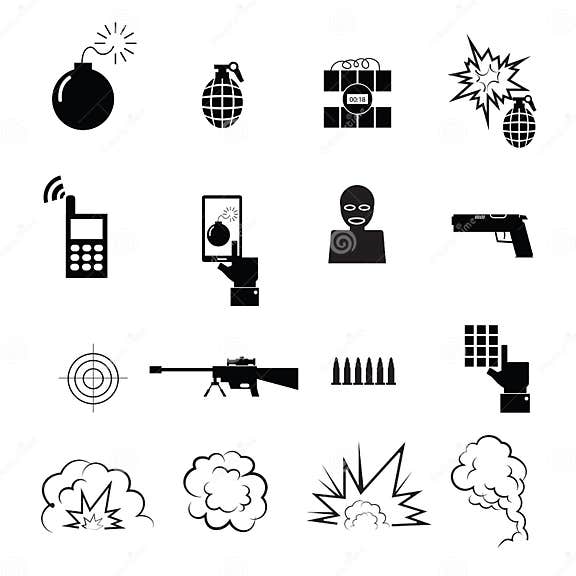 Terrorist and Spy Icons Set Stock Vector - Illustration of death ...
