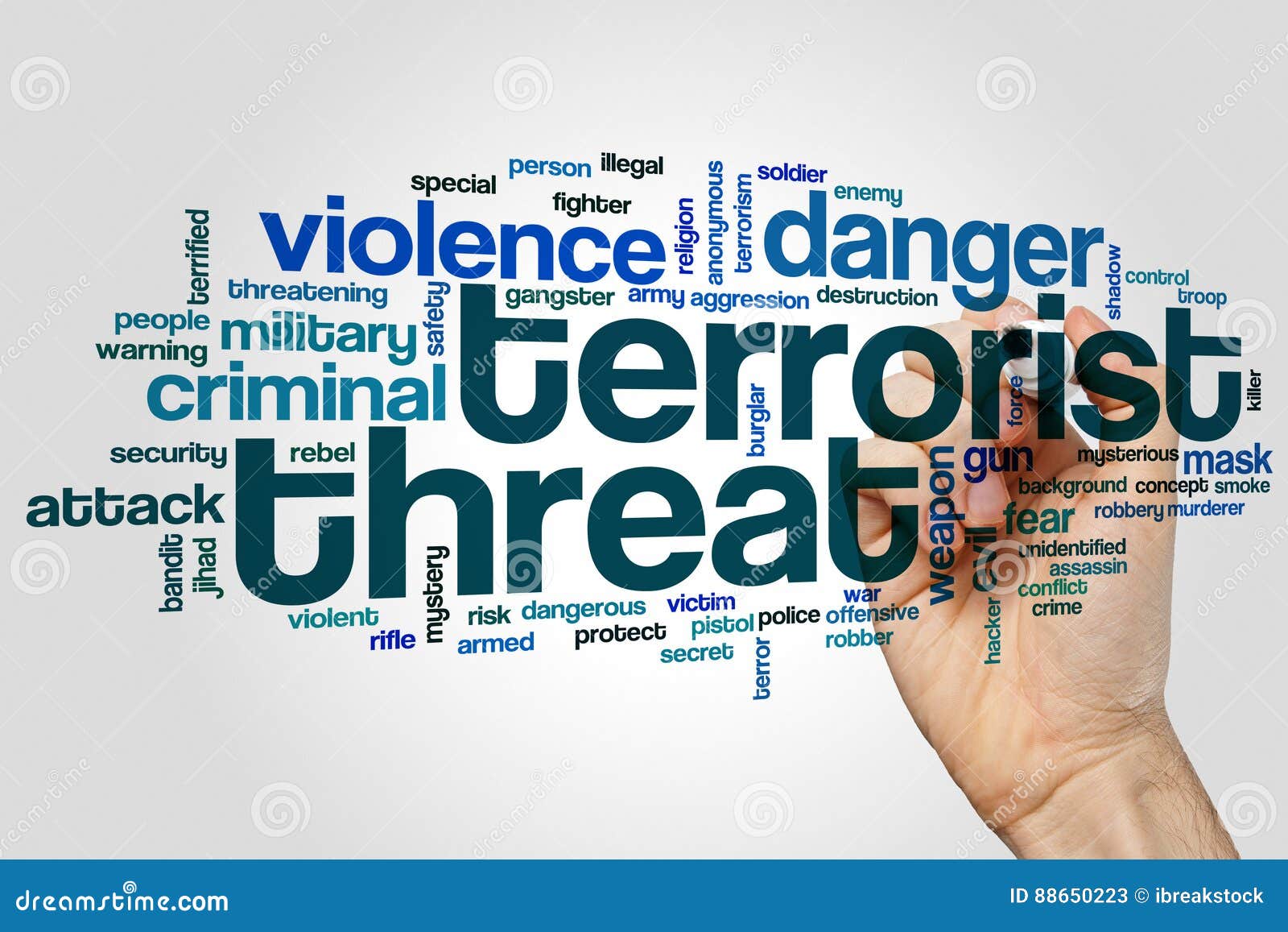 Terrorist Threat Word Cloud Stock Image - Image of fear, rebel: 88650223