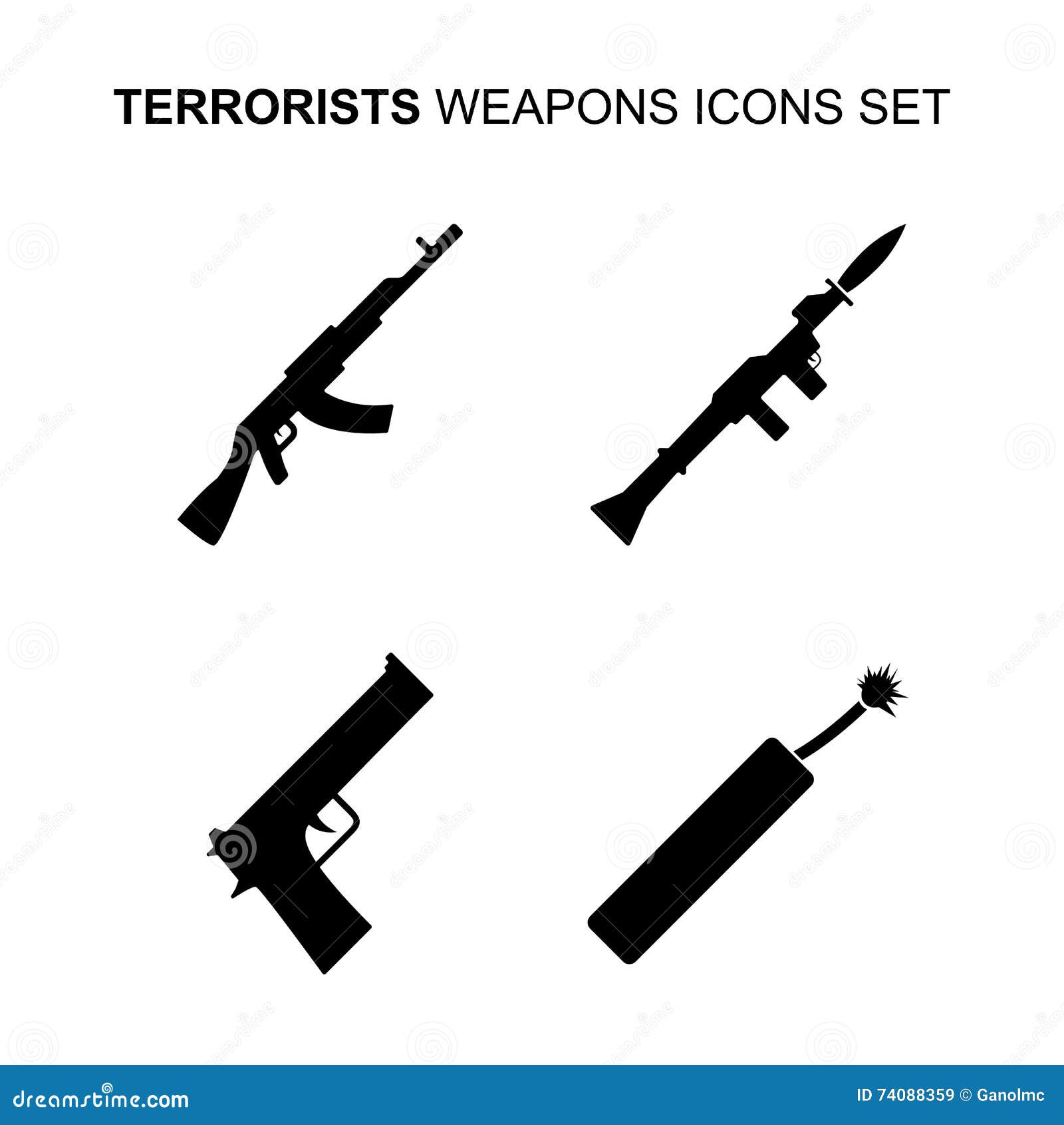 Terrorist Weapons Icons Set. Vector Illustration Stock Vector ...