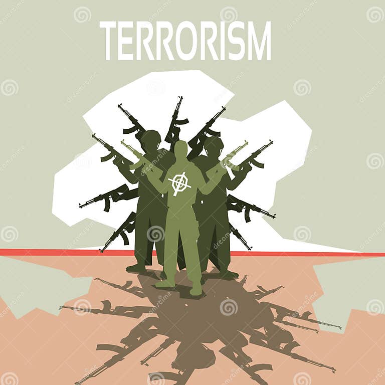 Terrorista Armado Group Terrorism Concept Ilustración del Vector ...