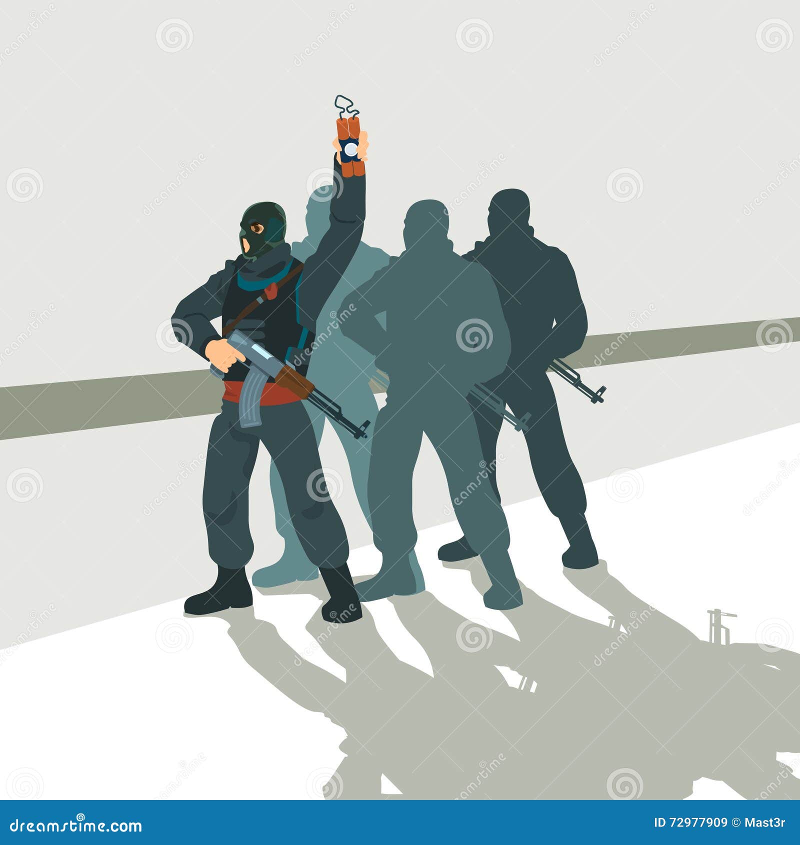 Terrorista Armado Group Terrorism Concept Ilustración del Vector ...