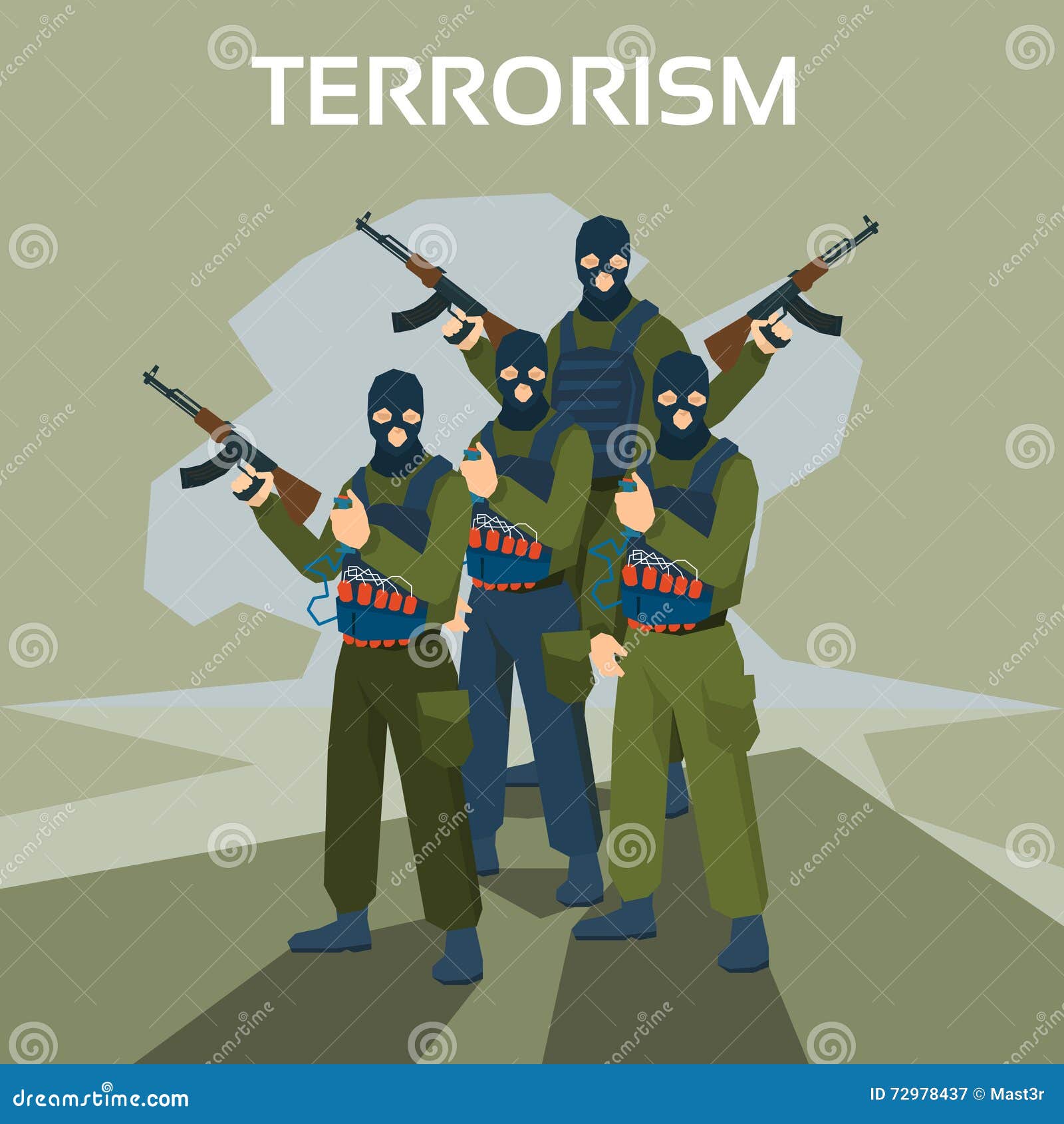 Terrorista Armado Group Terrorism Concept Ilustración del Vector ...