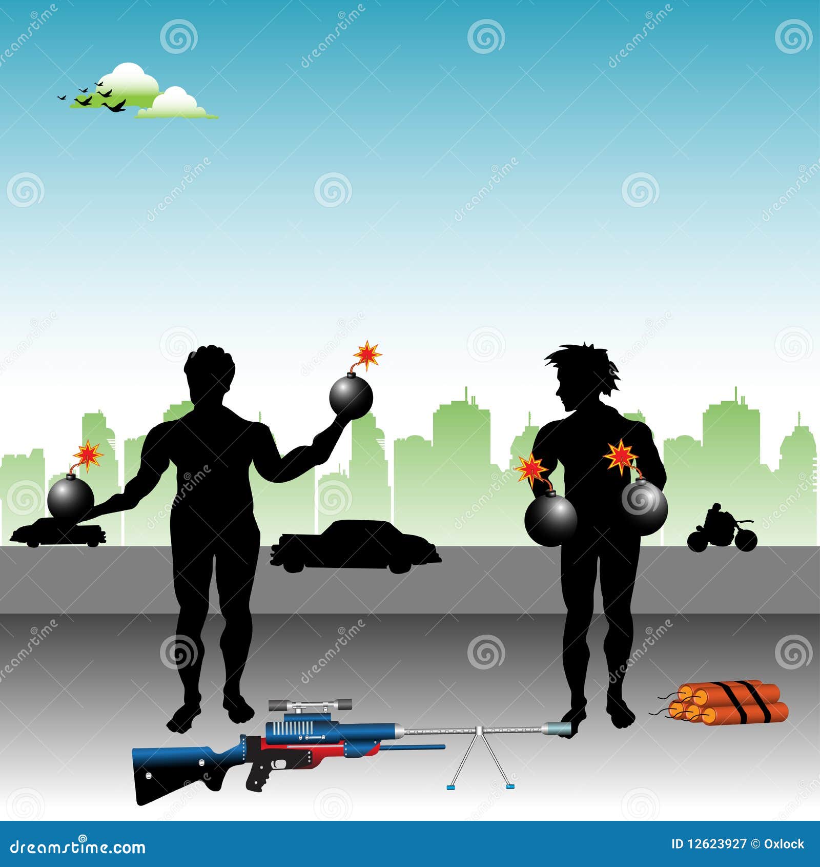 Terrorists stock vector. Illustration of anger, deadly - 12623927