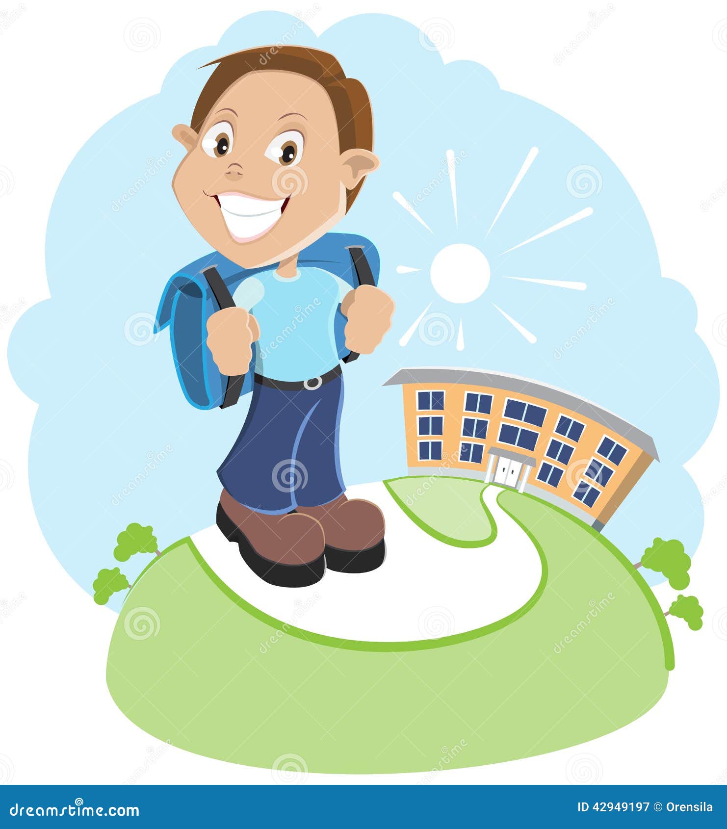 Terug Naar School Het Blije Kind Gaat Naar School Vector Illustratie ...
