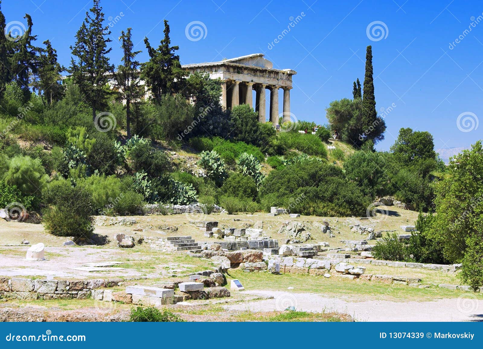 Teseyon (Tempel Von Hephaestus) in Athen Stockbild - Bild von wolkenlos ...