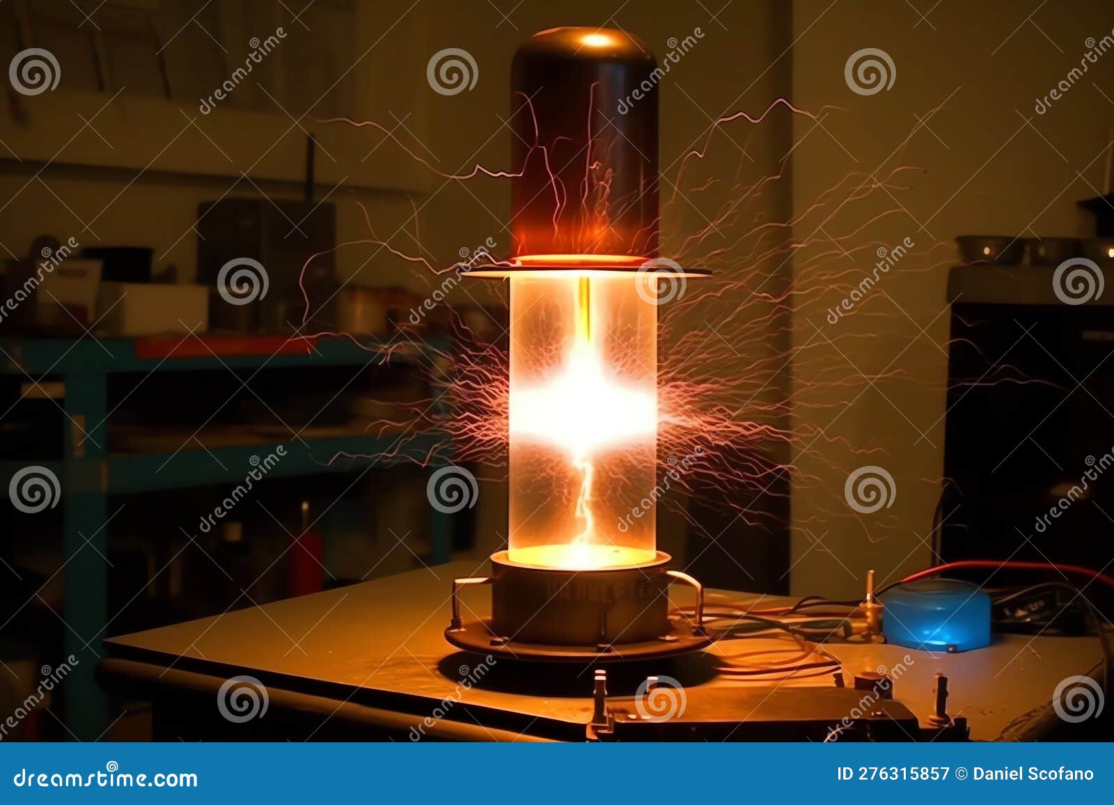 Tesla Coil Experiment. Generative AI Stock Image - Image of antique ...