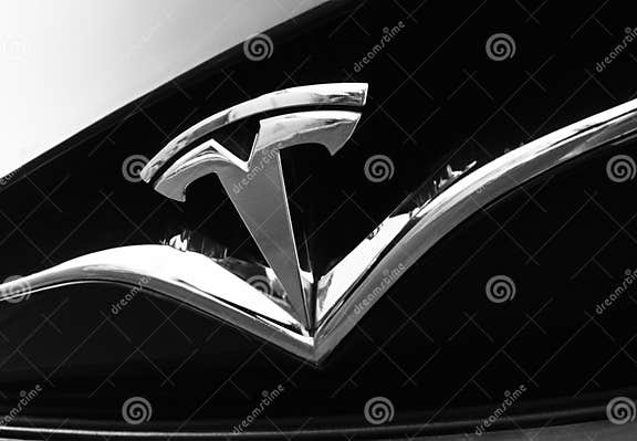 Tesla Logo Emblem on Car Front Editorial Image - Image of american ...